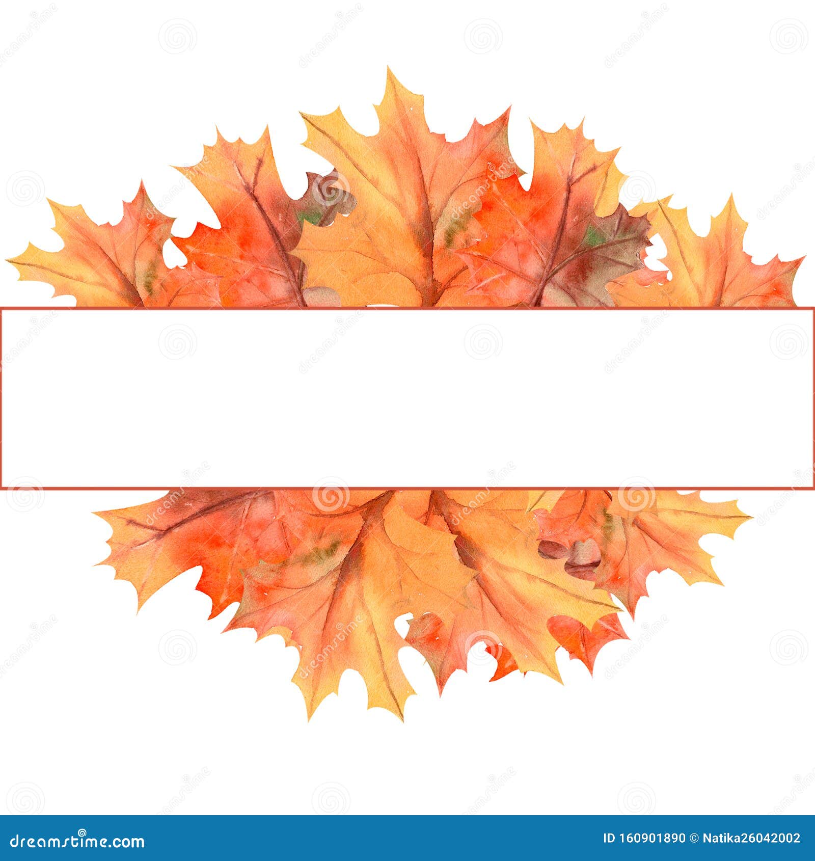 Rectangular Frame with Autumn Leaves on White Isolated Background ...