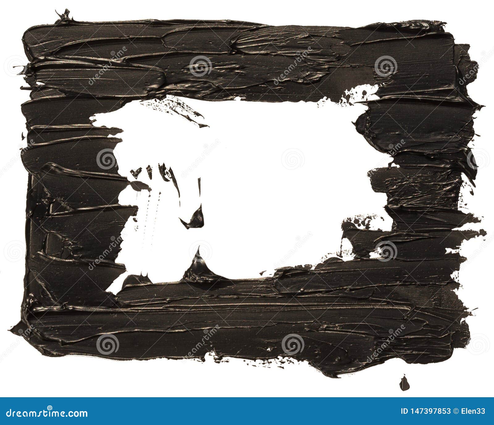 Rectangular Frame Black Oil Texture Paint Stain Brush Stroke Stock ...