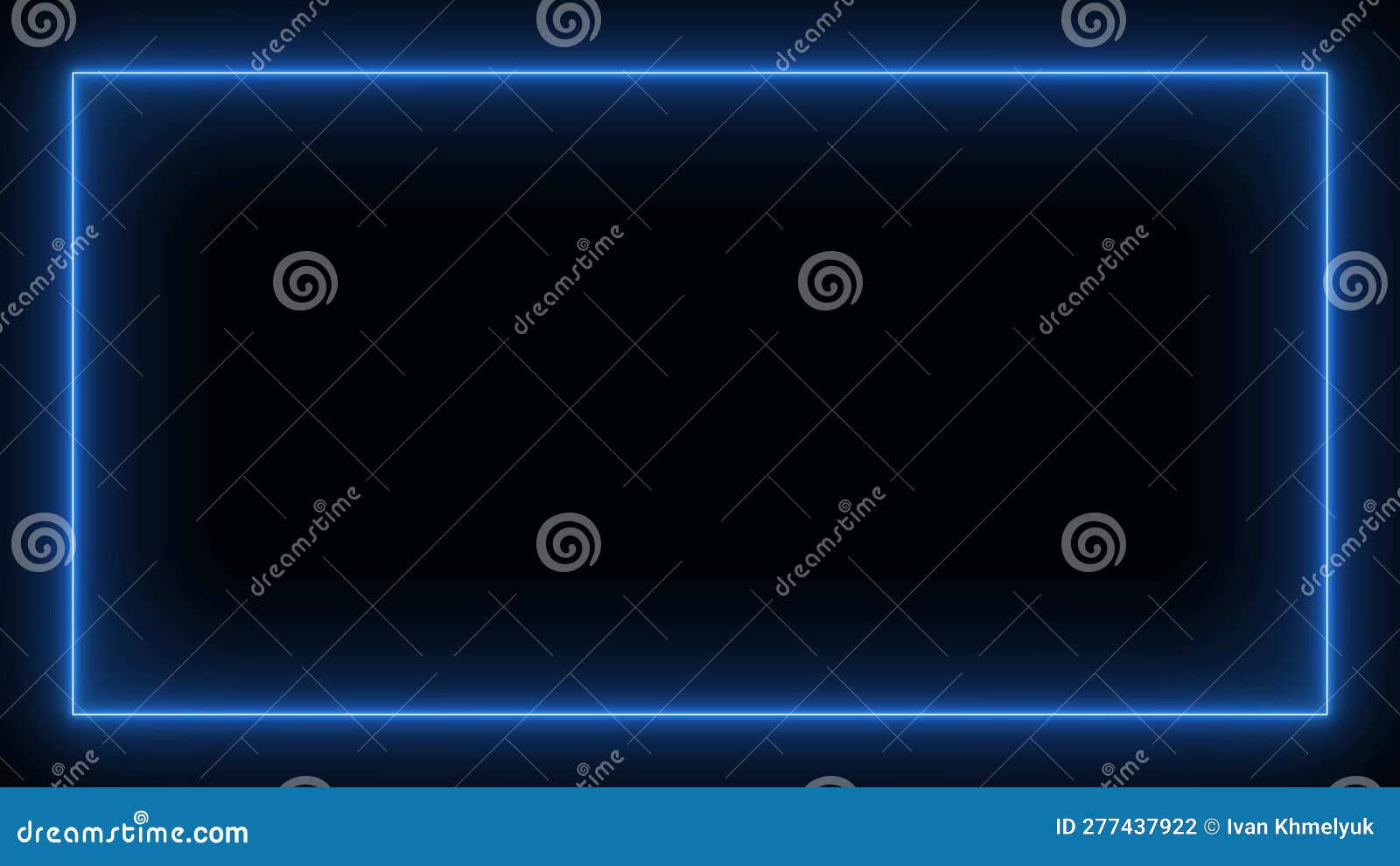 Rectangular Frame of Blue Light Like Neon on a Black Background Stock ...