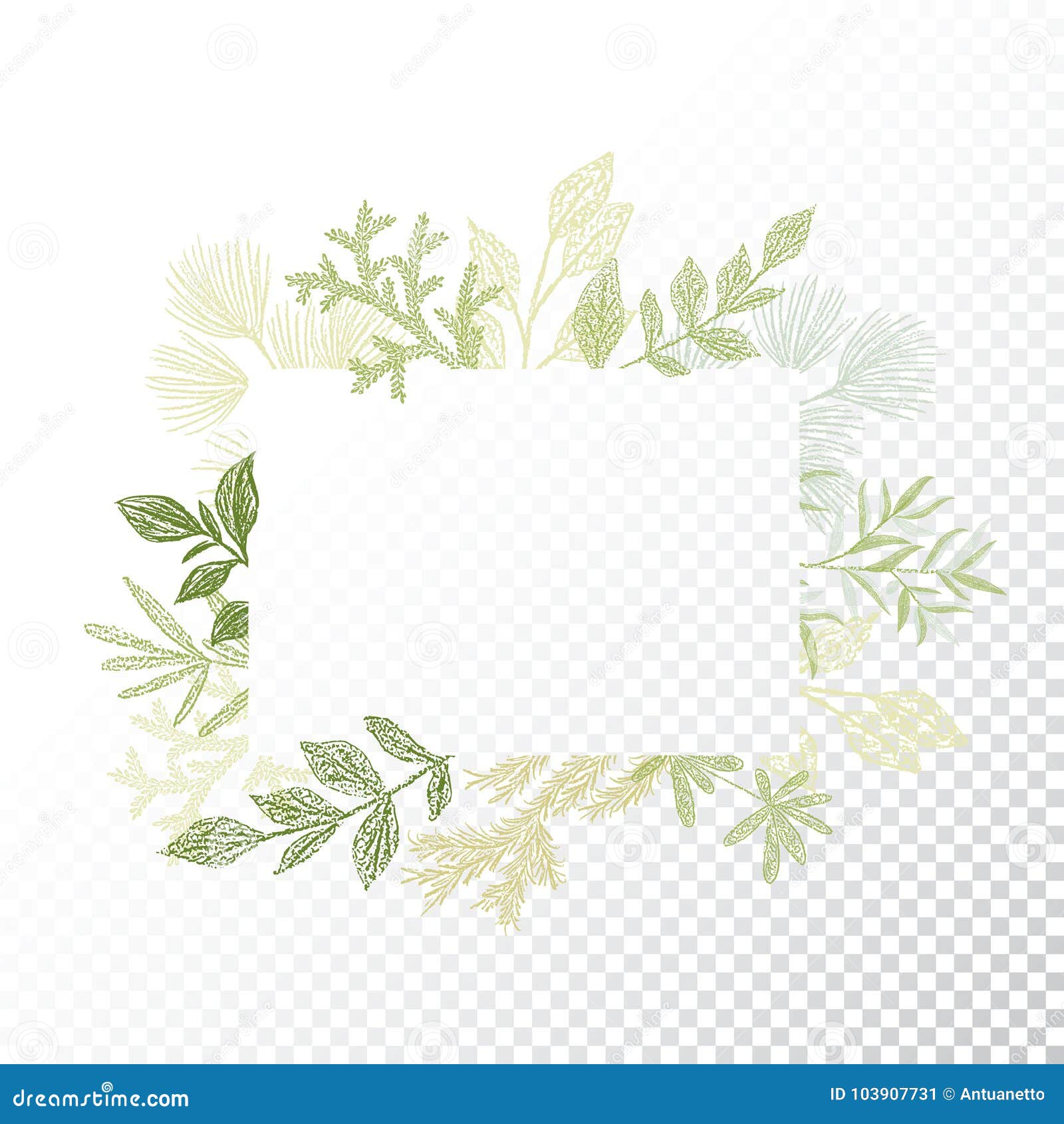 Rectangular Frame, Branches and Leaves Vector Stock Vector ...