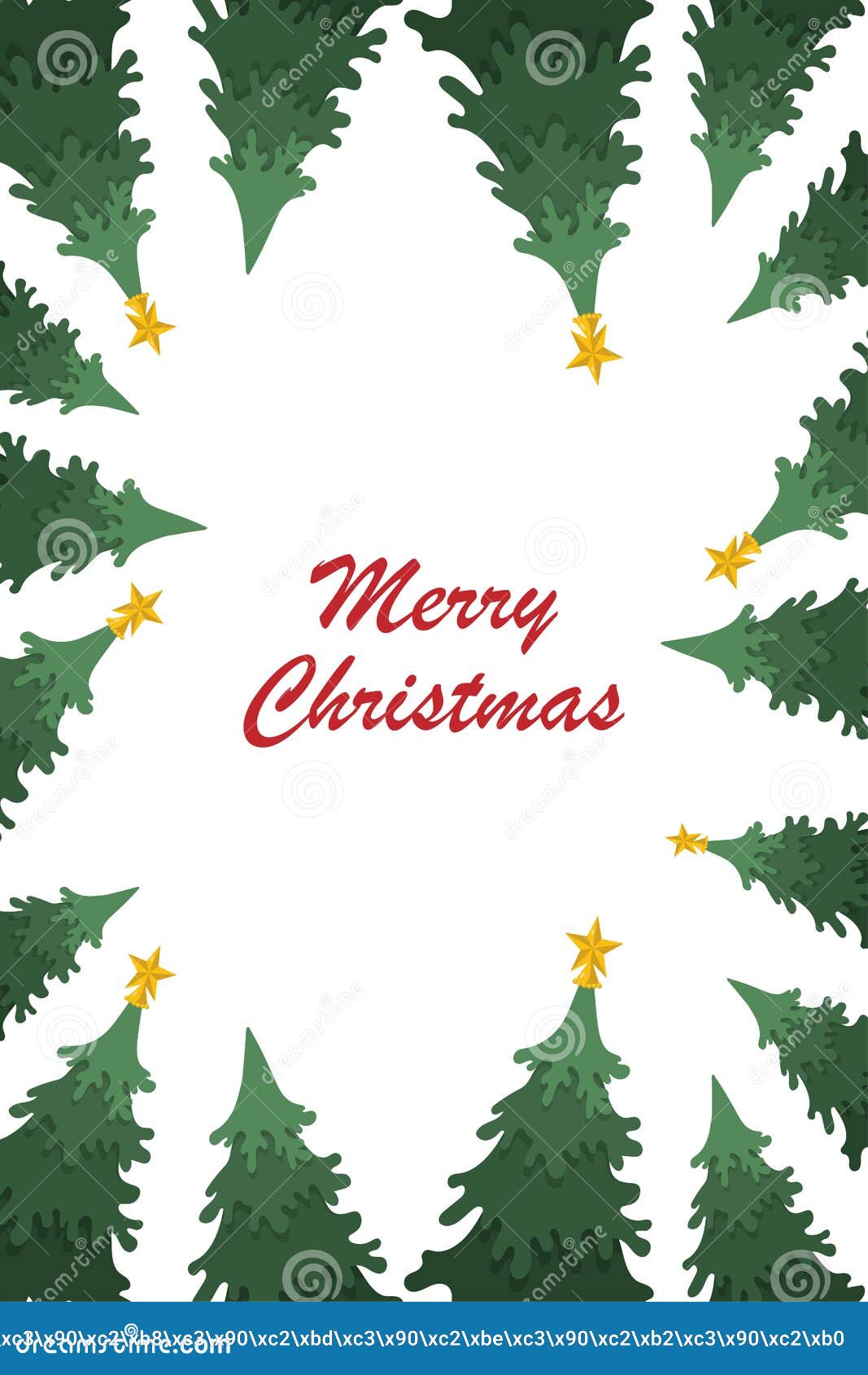 Rectangular Frame with Christmas Trees Stock Vector - Illustration of ...