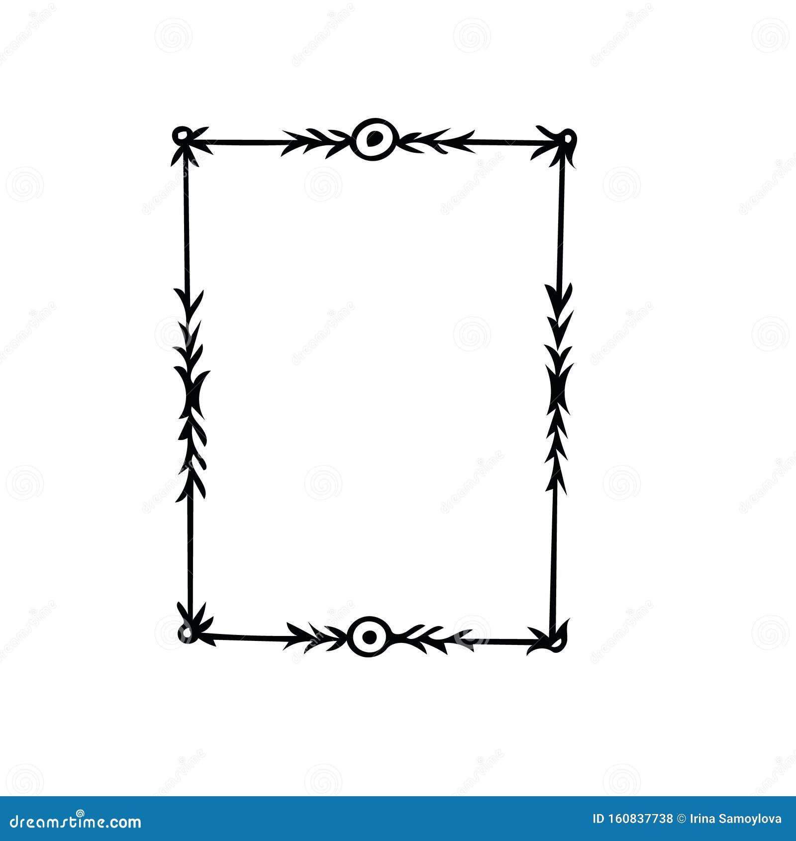 Rectangular Frame with Circles and Arrows in Memphis Doodle Style. Hand ...