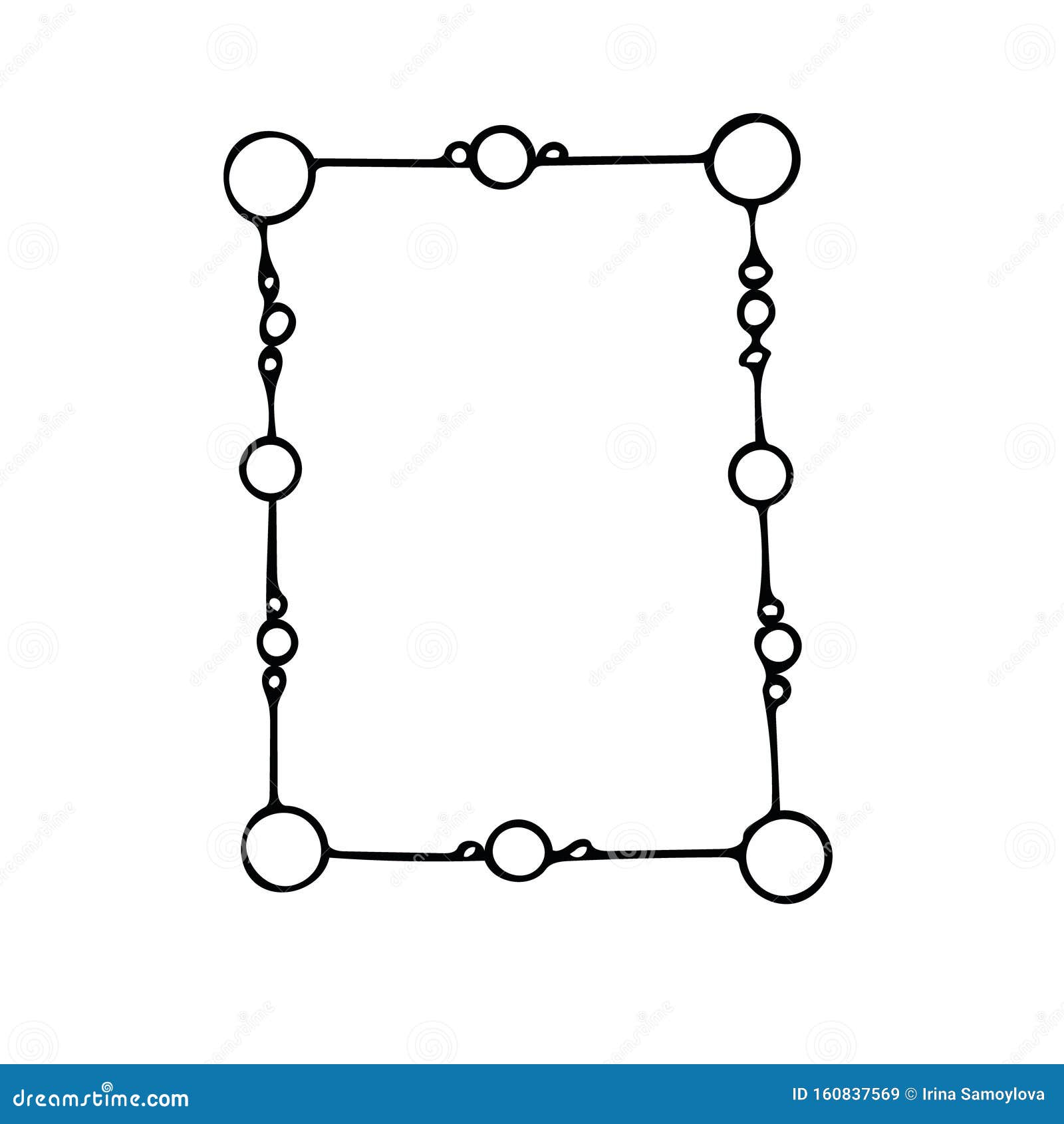 Rectangular Frame with Circles in Doodle Style. Hand Drawn Border in ...