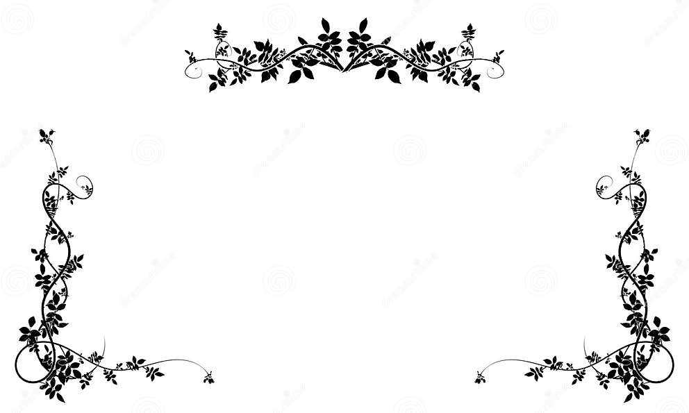 Rectangular Frame Climbing Plants Roses and Ivy Stock Illustration ...