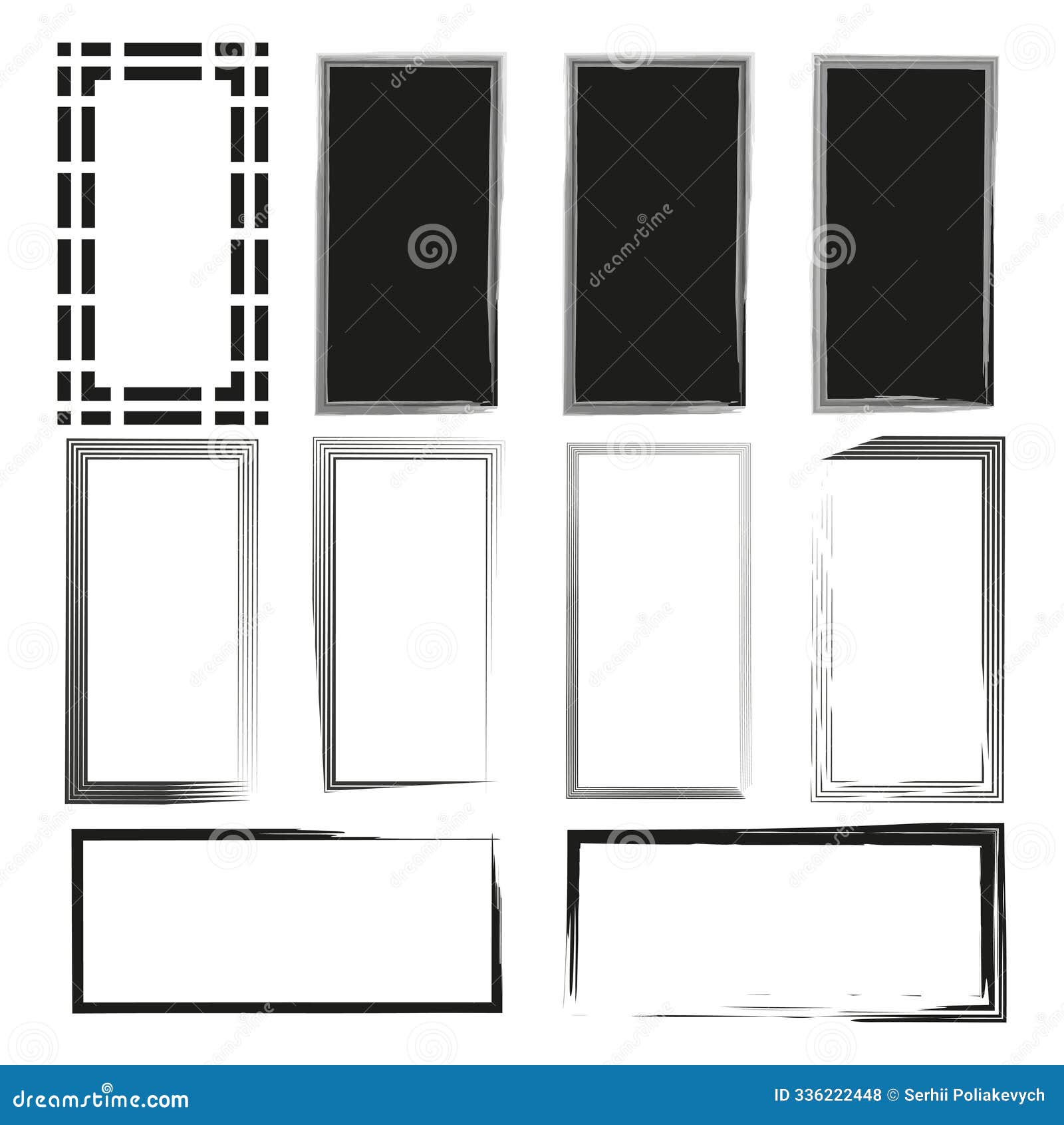 Rectangular Frame Collection. Geometric Border Designs. Black and White ...