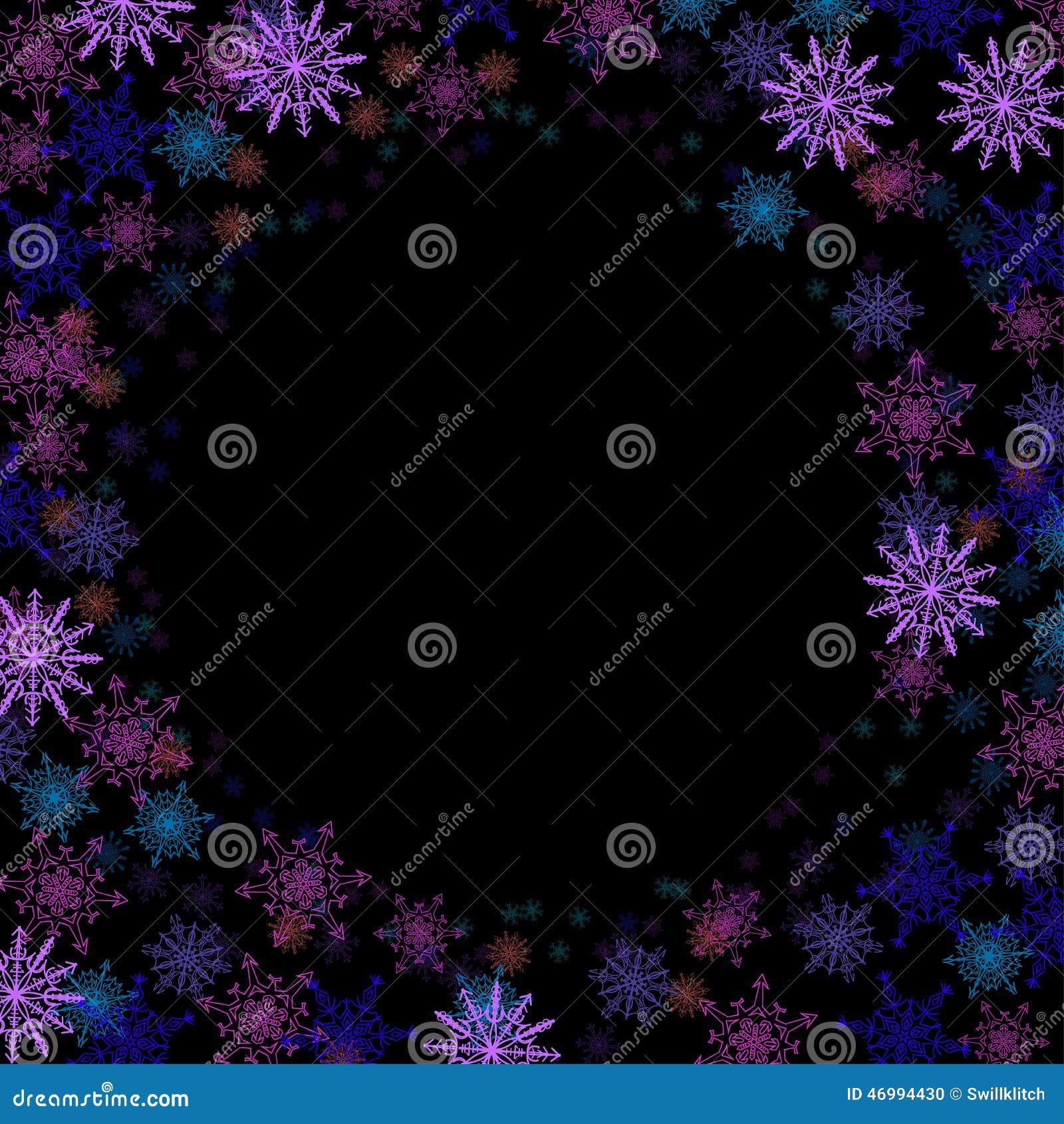 Rectangular Frame with Colorful Small Snowflakes Stock Vector ...