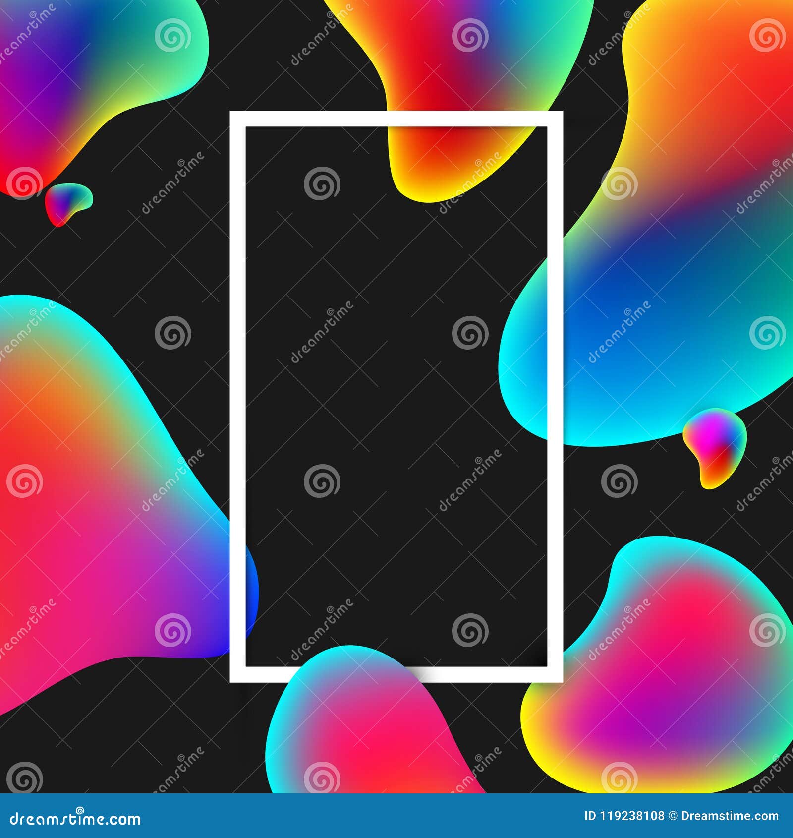 Rectangular Frame with Colour Bubbles on Black. Stock Vector ...