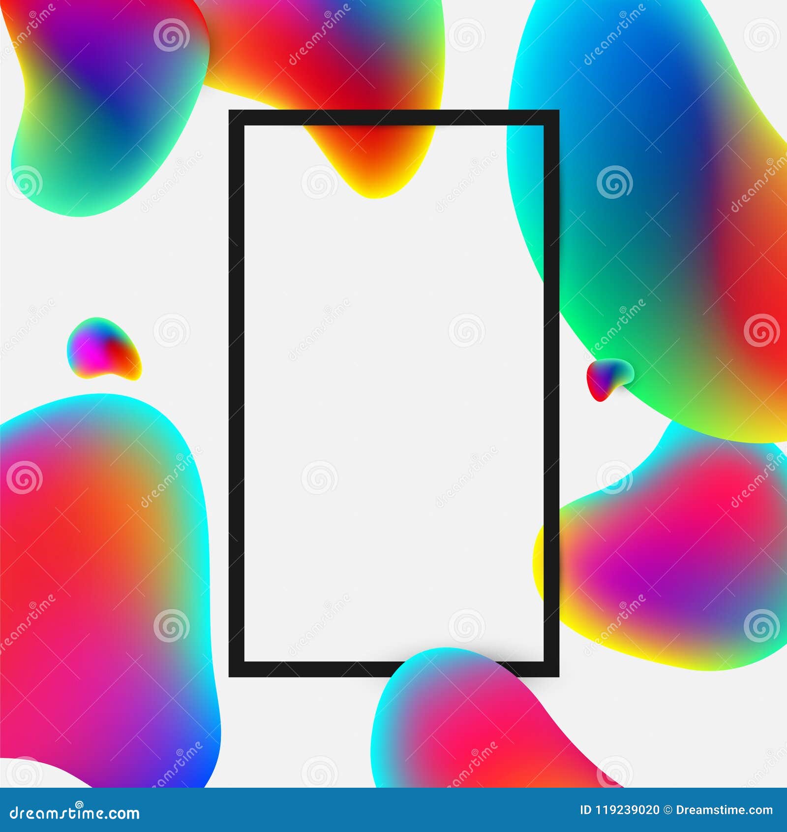 Rectangular Frame with Colour Bubbles on White. Stock Vector ...