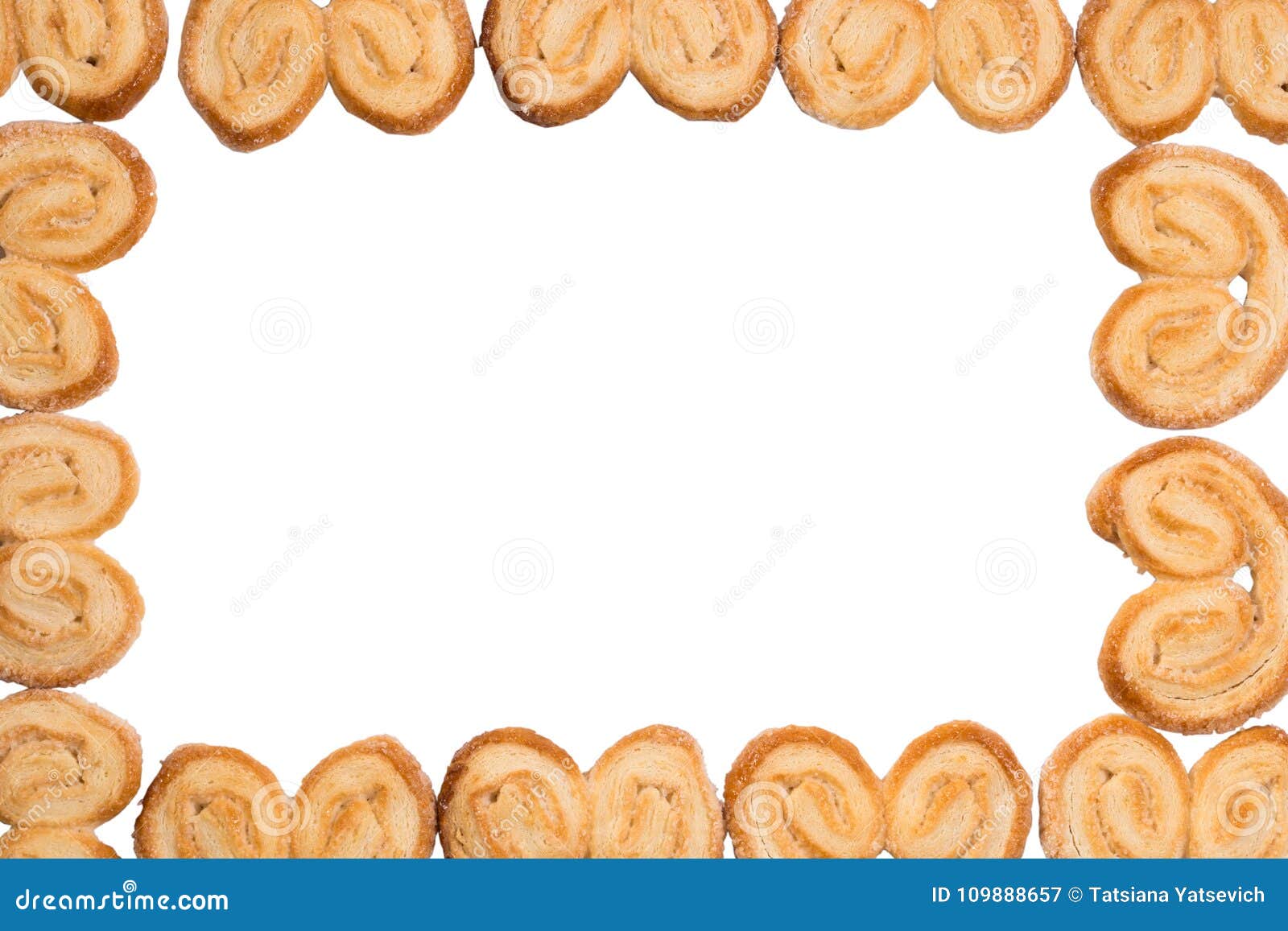Tasty Rectangular Frame of Cookies Palmier Stock Image - Image of brown ...