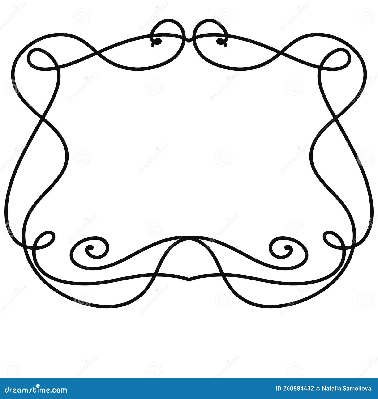 Rectangular Frame with Curls , Hand-drawn, Copy Space, Line, Design ...