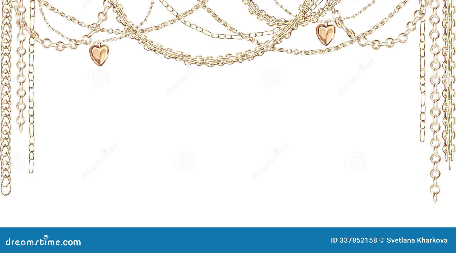 Rectangular Frame with Curved Chains, Pendants and Bracelets in ...