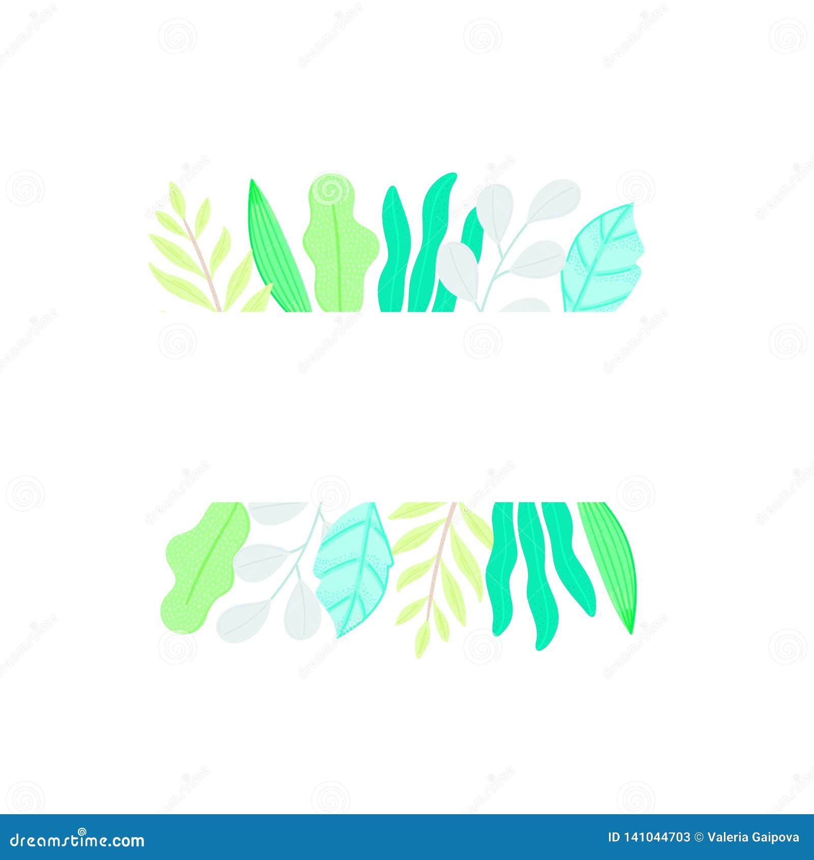 Rectangular Frame Decorated Different Leaves in Flat Style. Plase for ...