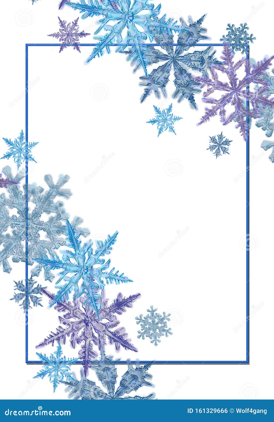 Rectangular Frame Decorated with Snowflake Wreaths and Shadow. Stock ...