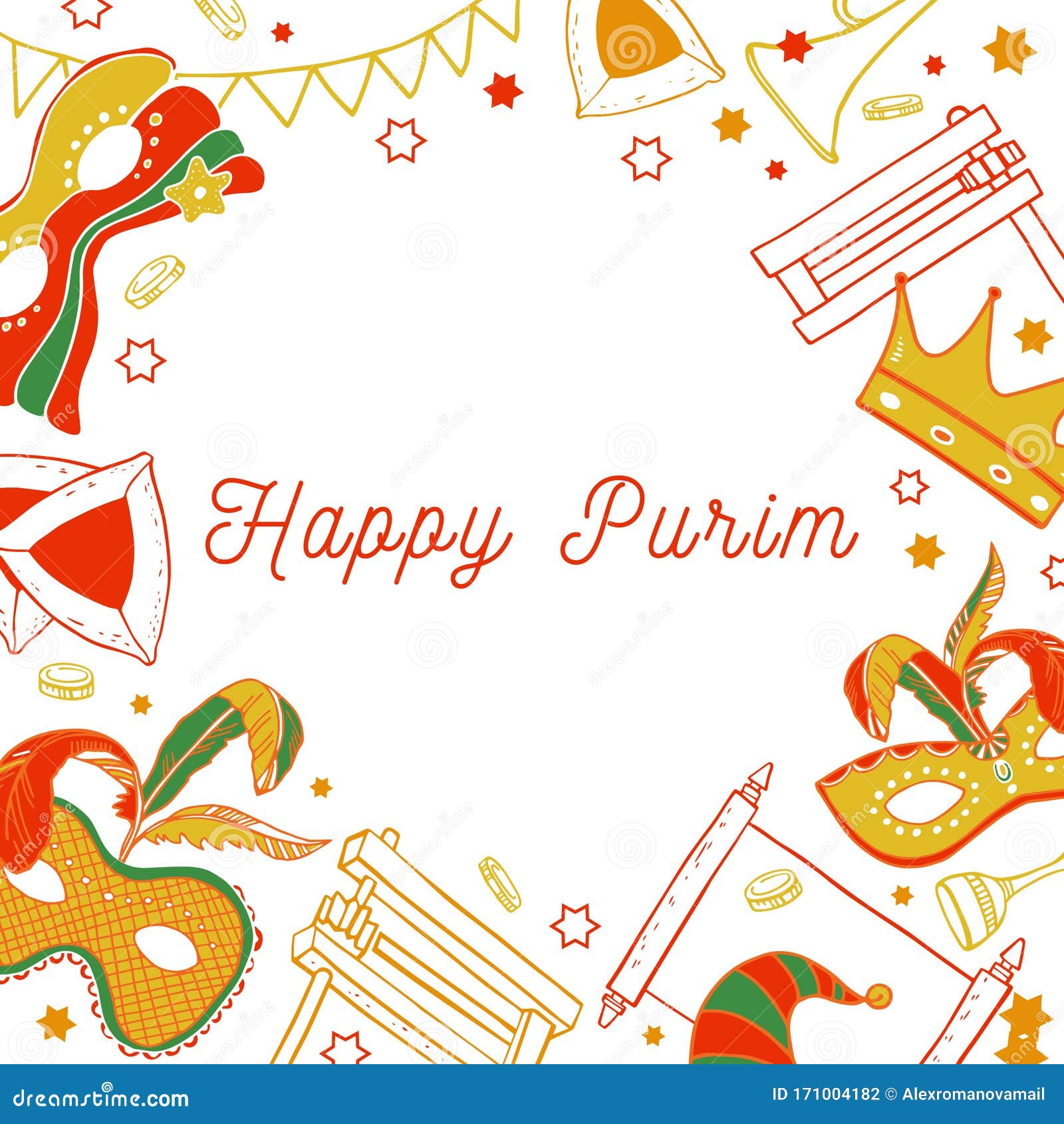 Rectangular Frame, Design Template for Purim. Traditional Objects ...