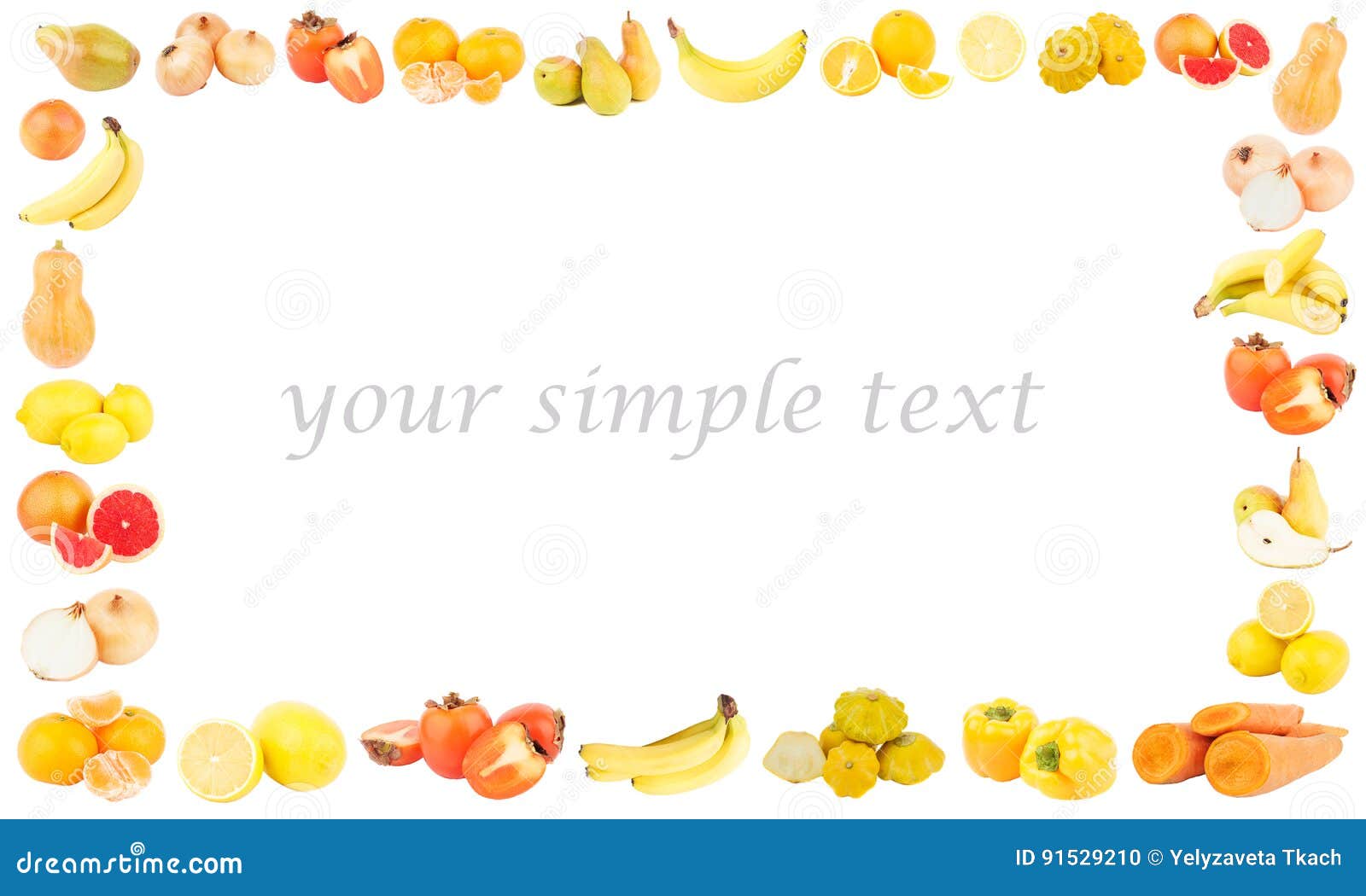 Rectangular Frame from Different Yellow and Orange Fruits and ...