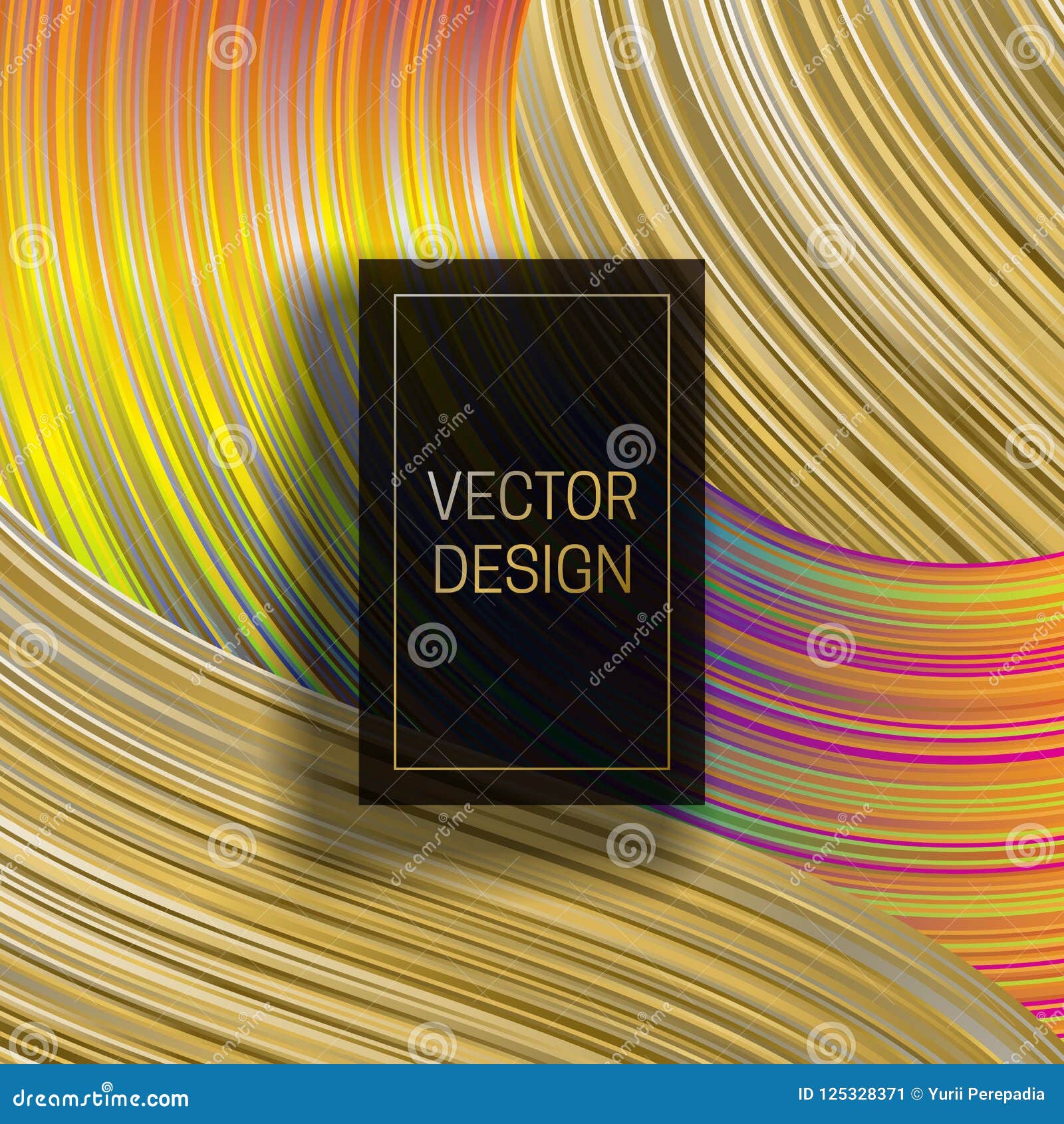 Rectangular Frame on Dynamic Colorful Background. Trendy Holographic ...