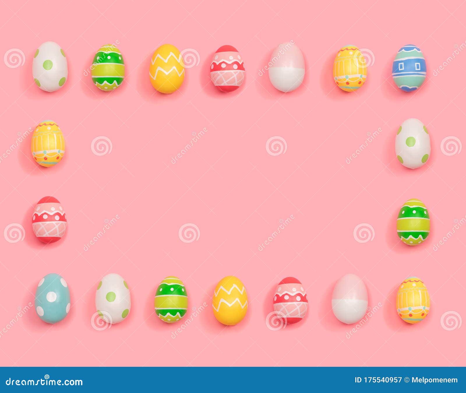 Rectangular Frame of Easter Eggs Stock Illustration - Illustration of ...