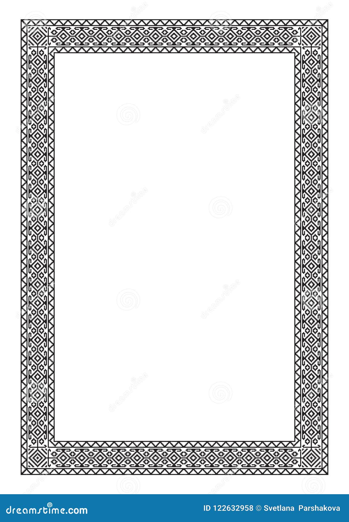Rectangular Frame with Geometric, Georgian Ethnic Pattern Stock Vector ...