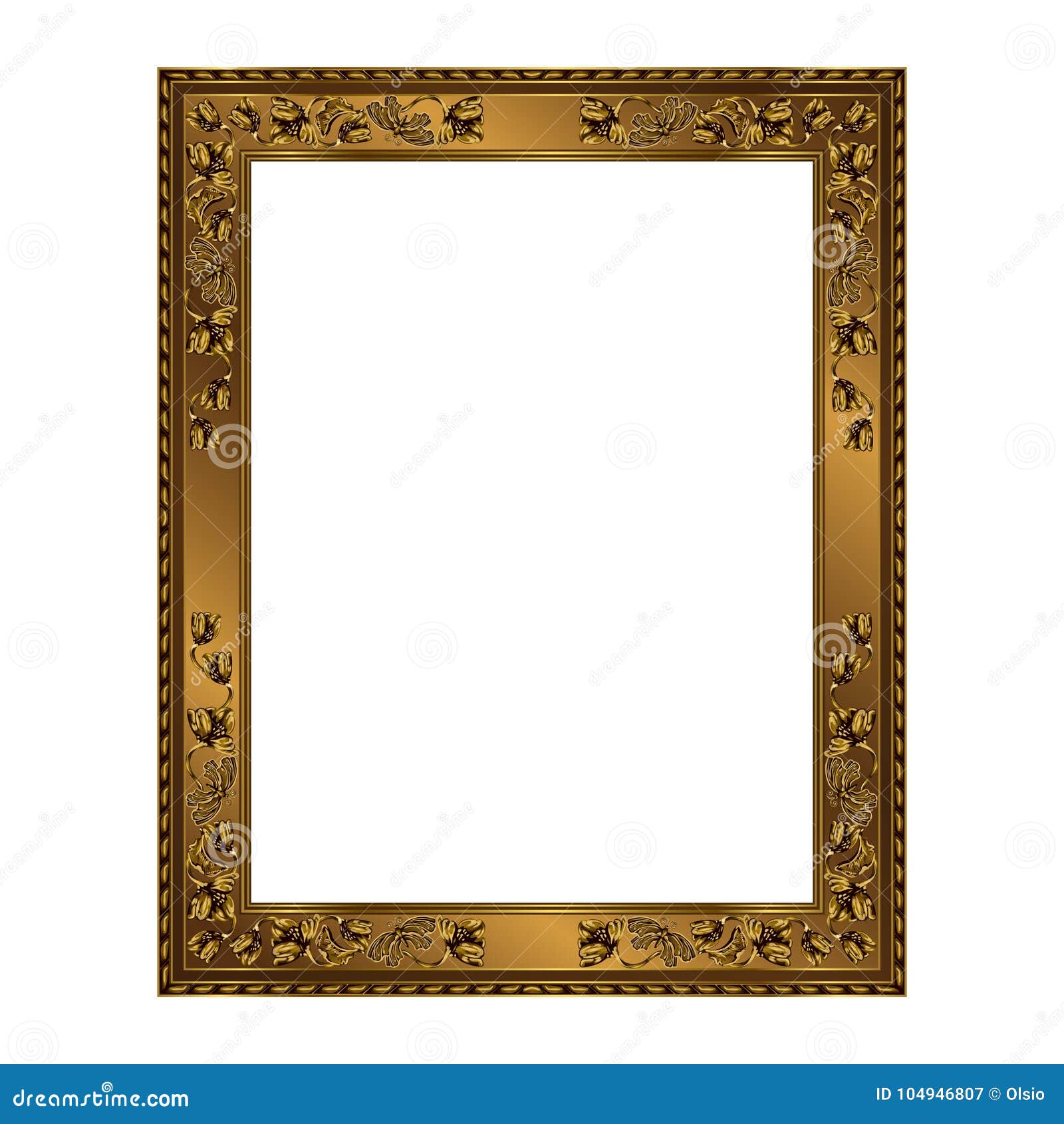 Rectangular Frame of Golden Color Stock Vector - Illustration of color ...