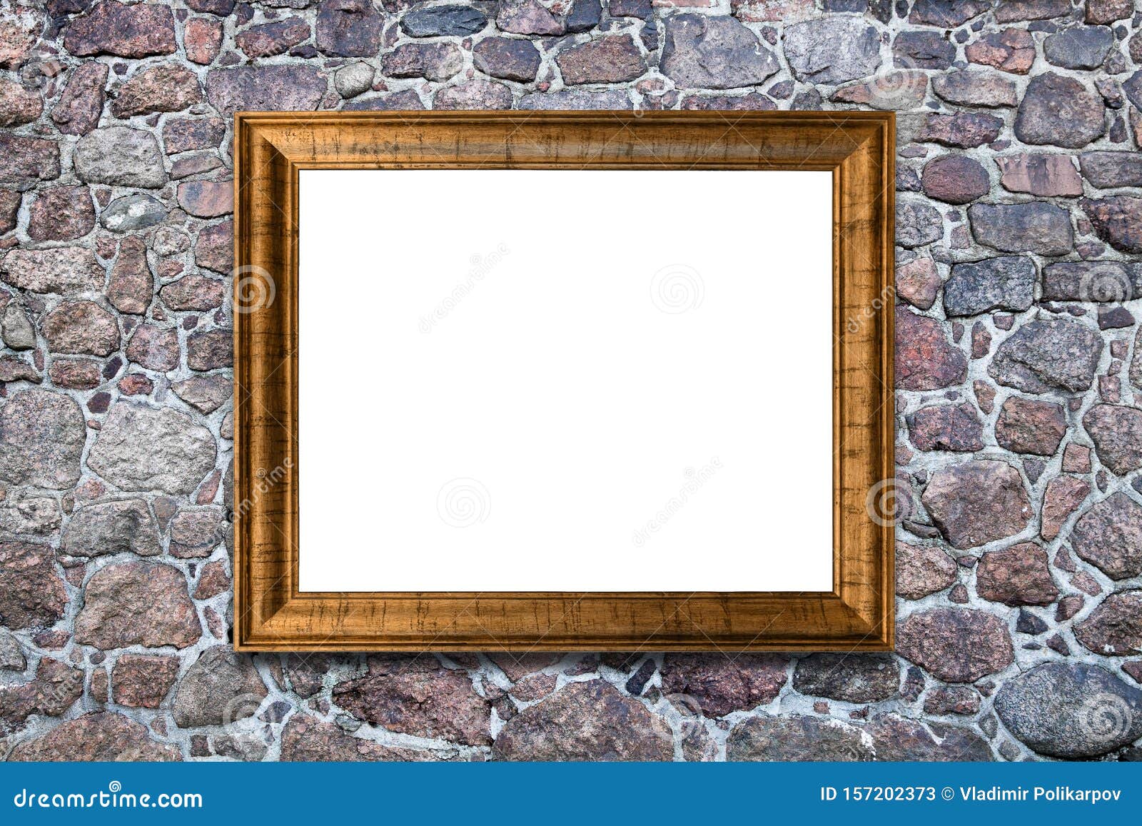 Rectangular Frame Isolated on White on a Natural Stone Wall Stock Image ...