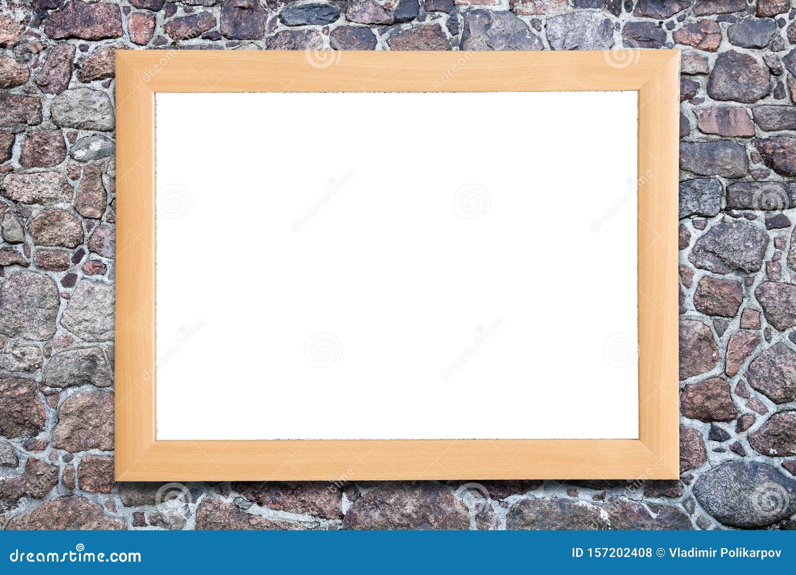 Rectangular Frame Isolated on White on a Natural Stone Wall Stock Photo ...