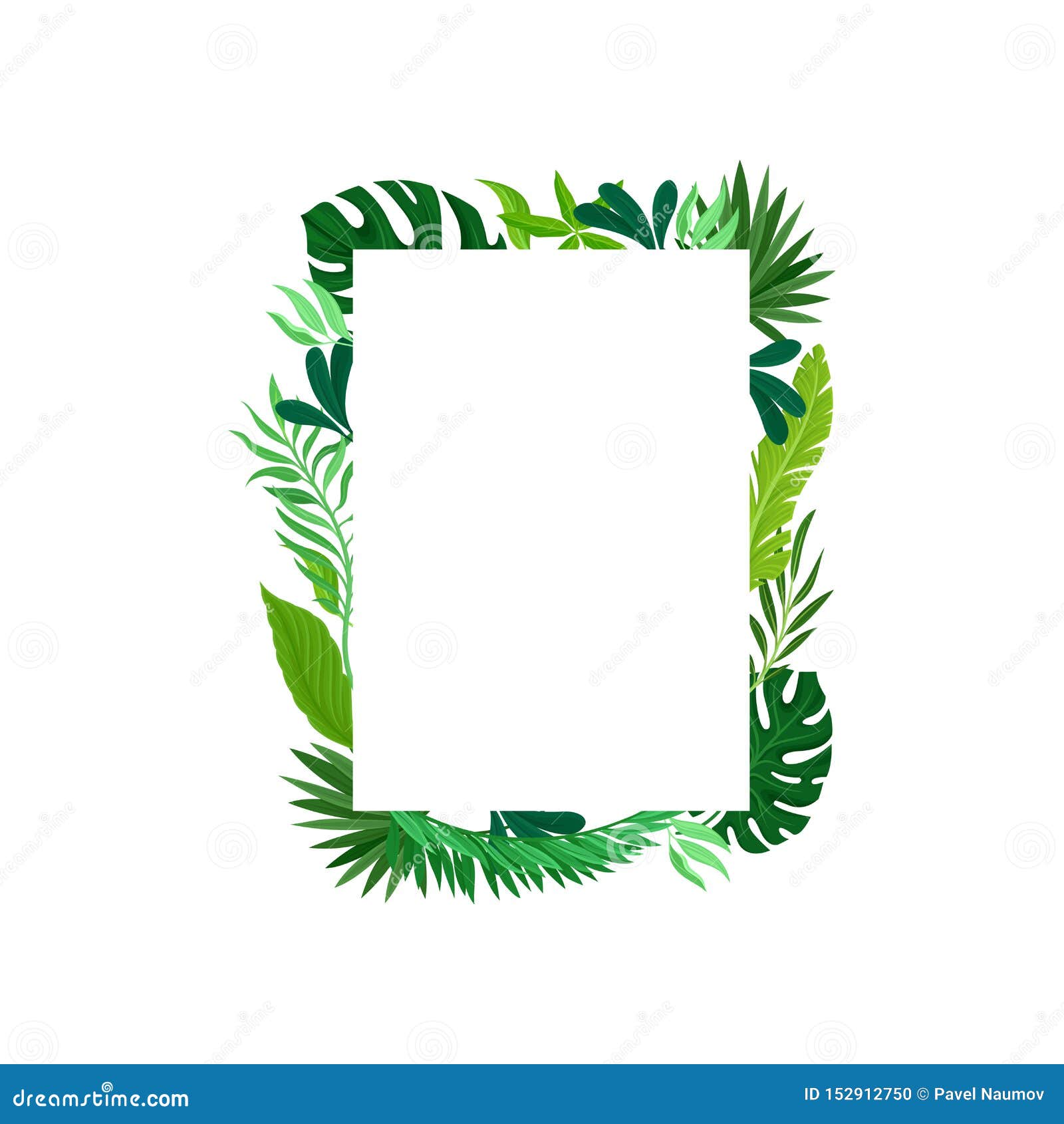 Rectangular Frame of Leaves Placed Outside. Vector Illustration on ...