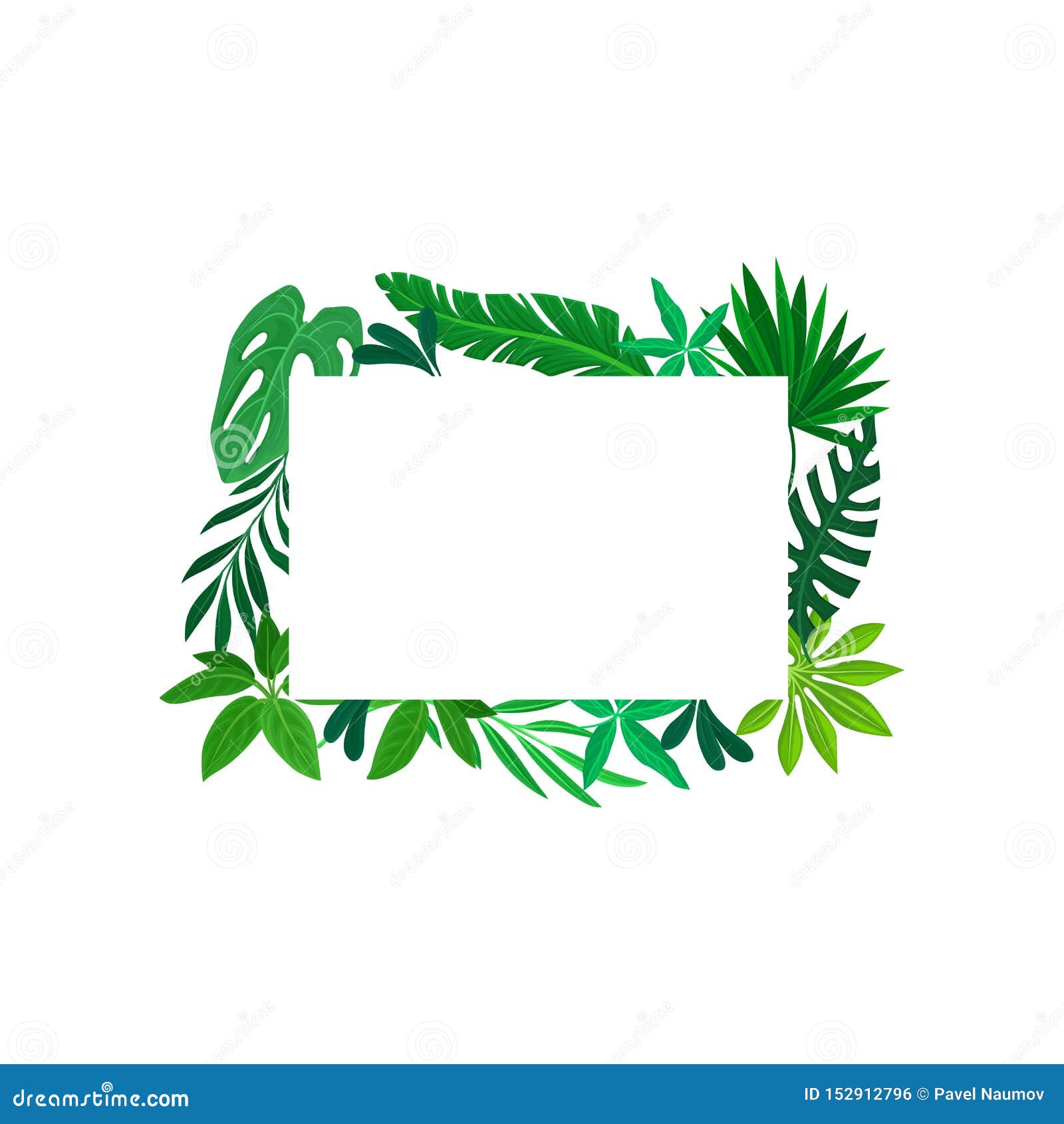 Rectangular Frame of Leaves. Vector Illustration on White Background ...