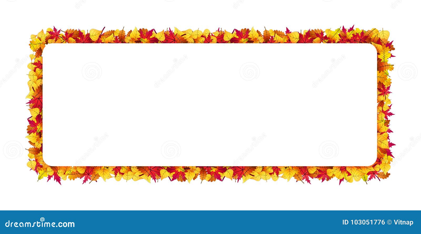 Rectangular Frame Made of Autumn Leaves. Vector Template. Stock Vector ...