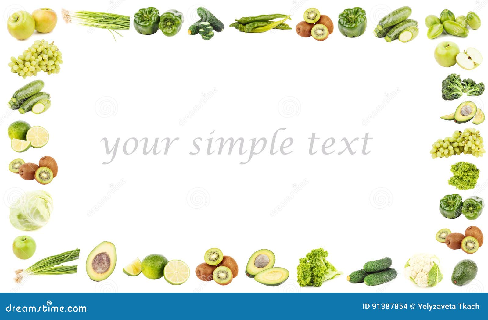 Rectangular Frame Made from Different Green Fruits and Vegetables Stock ...