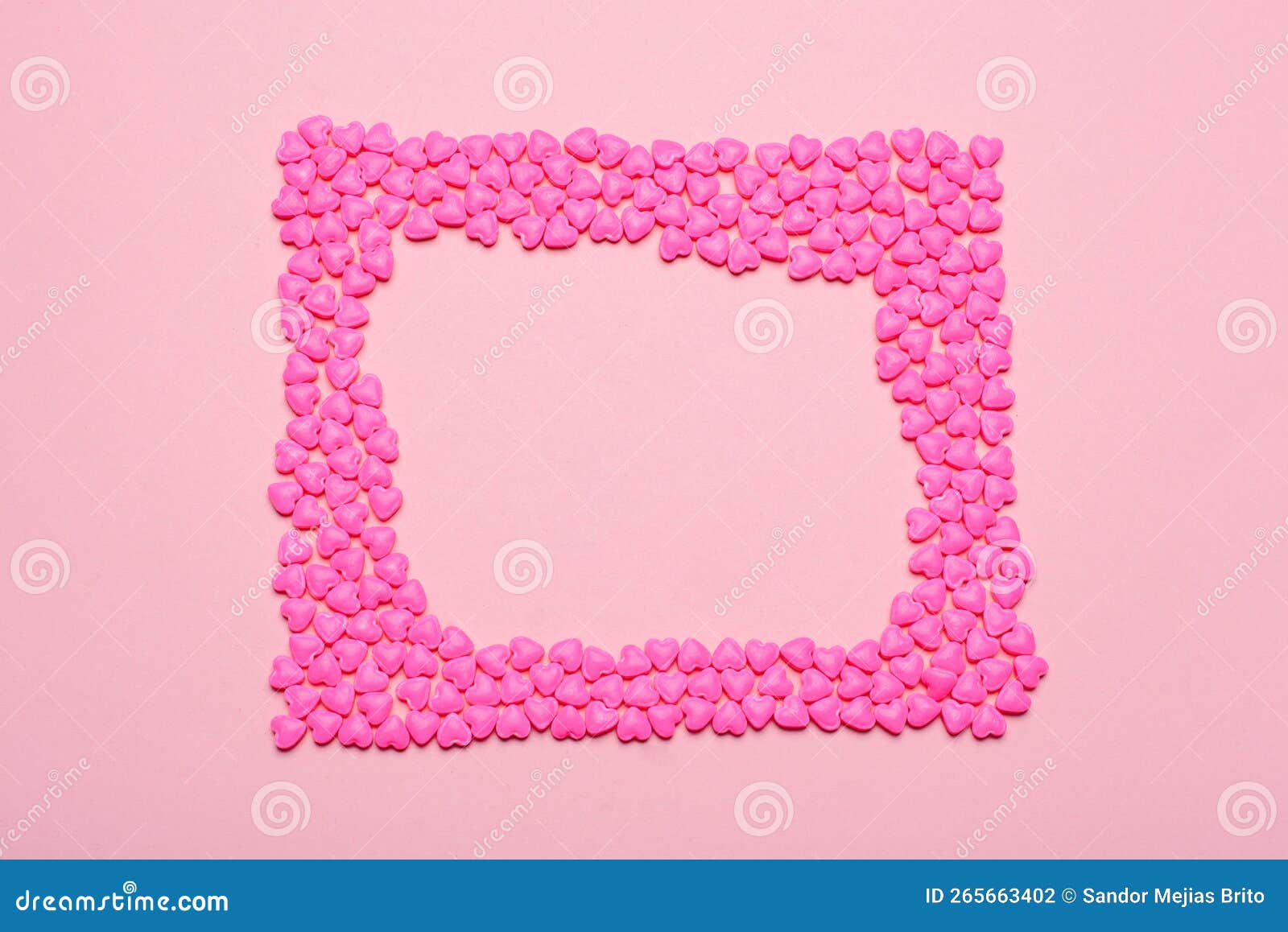 Rectangular Frame Made with Hearts on Pink Background. Stock Photo ...