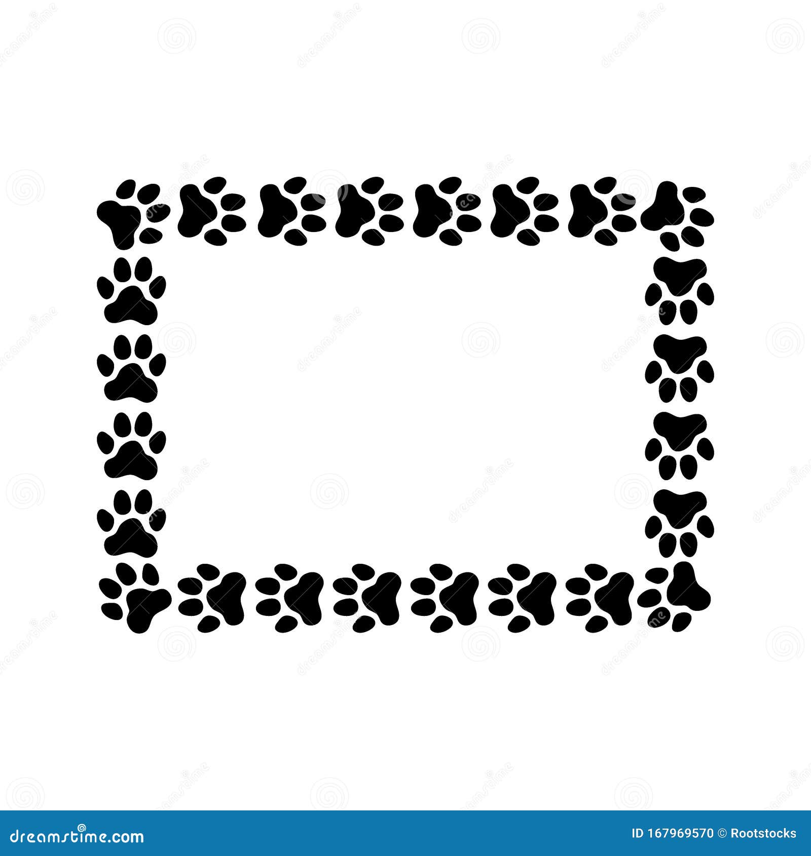 Rectangular Frame Made of Paw Prints Stock Illustration - Illustration ...