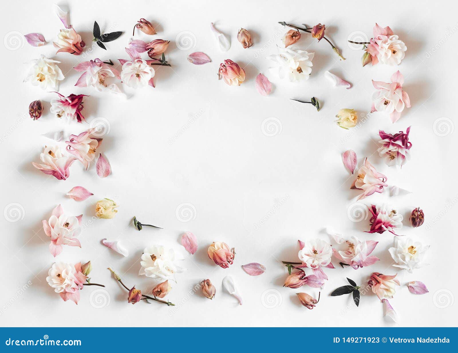 Rectangular Frame Made of Pink and Beige Bell Flower Stock Image ...