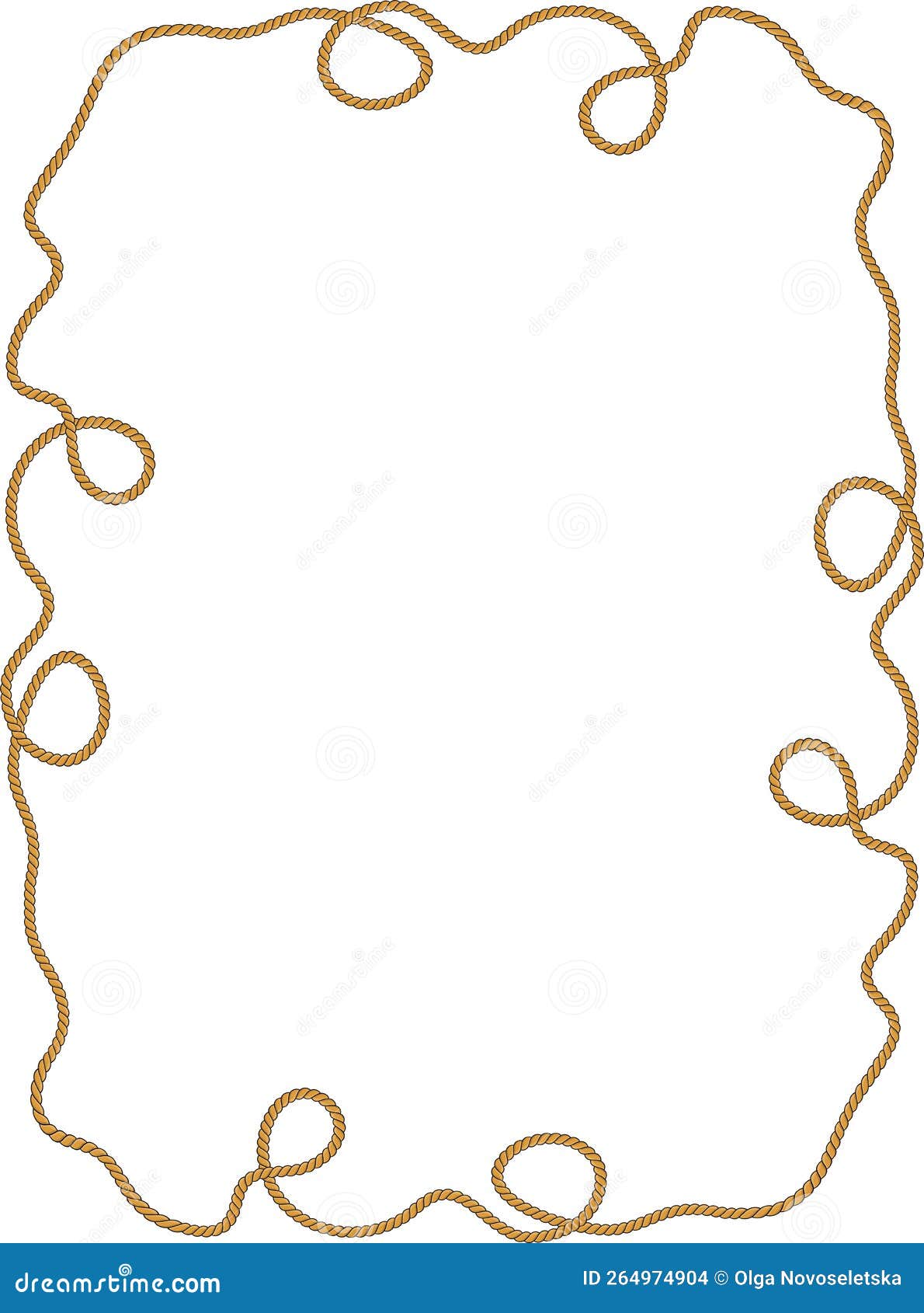 Rectangular Frame Made of Tangled Rope Isolated on White Background ...