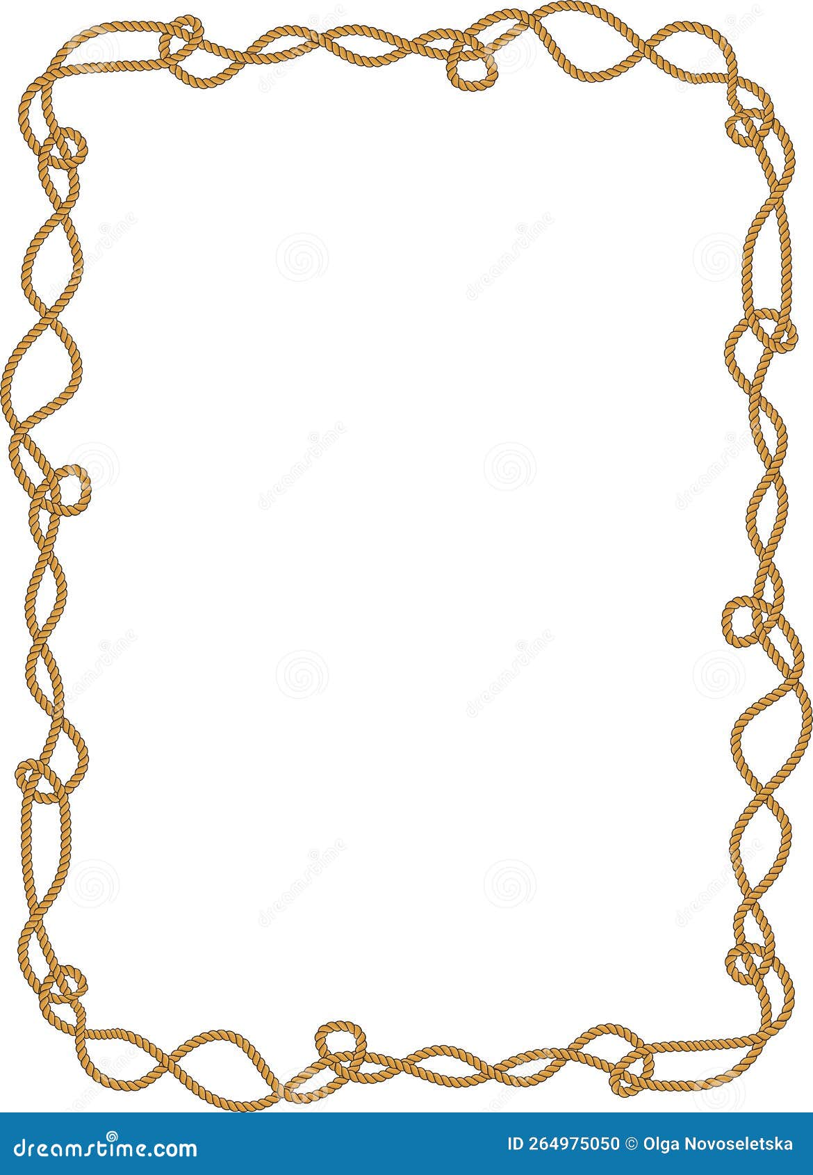 Rectangular Frame Made of Tangled Rope Isolated on White Background ...