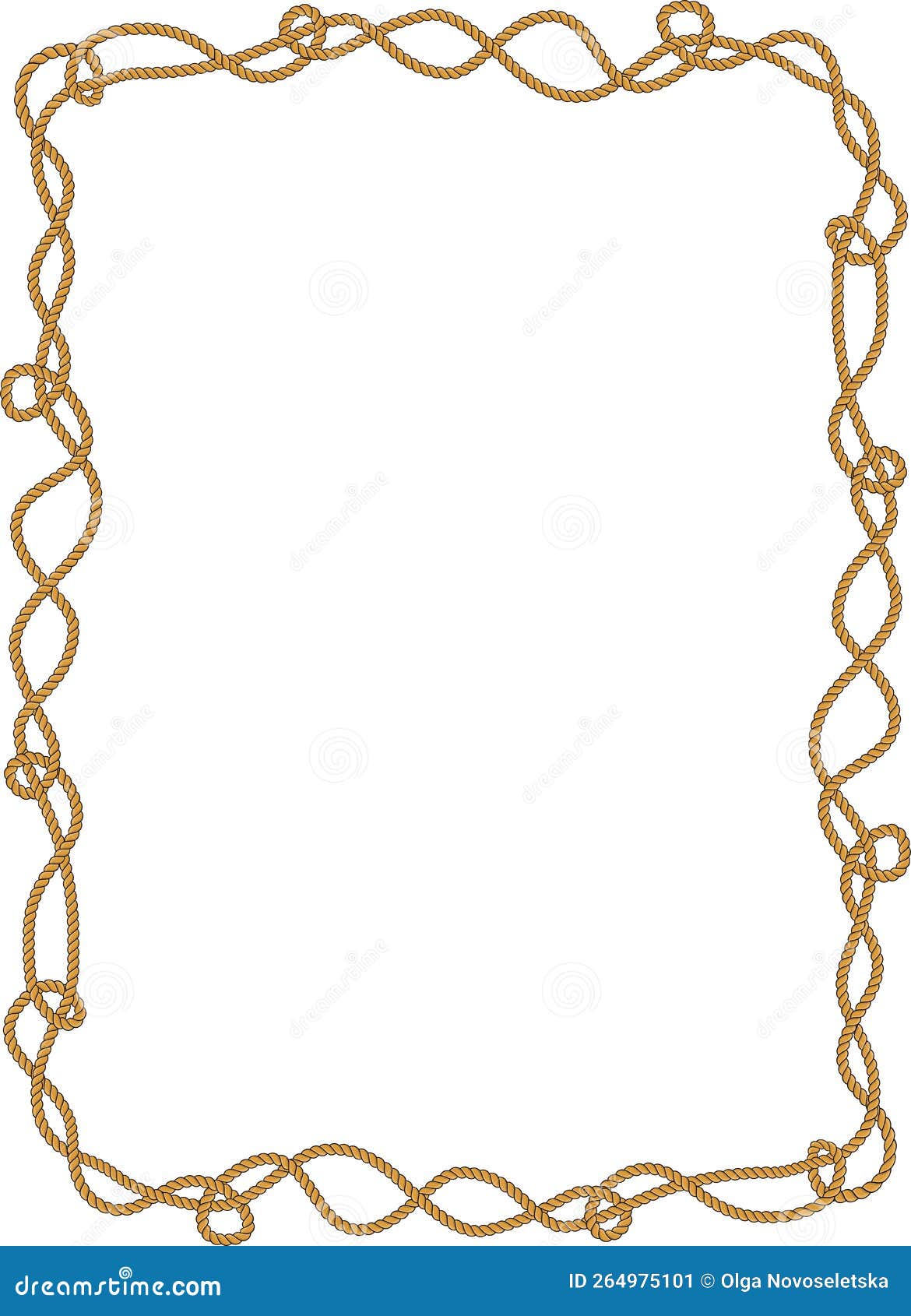 Rectangular Frame Made of Tangled Rope Isolated on White Background ...