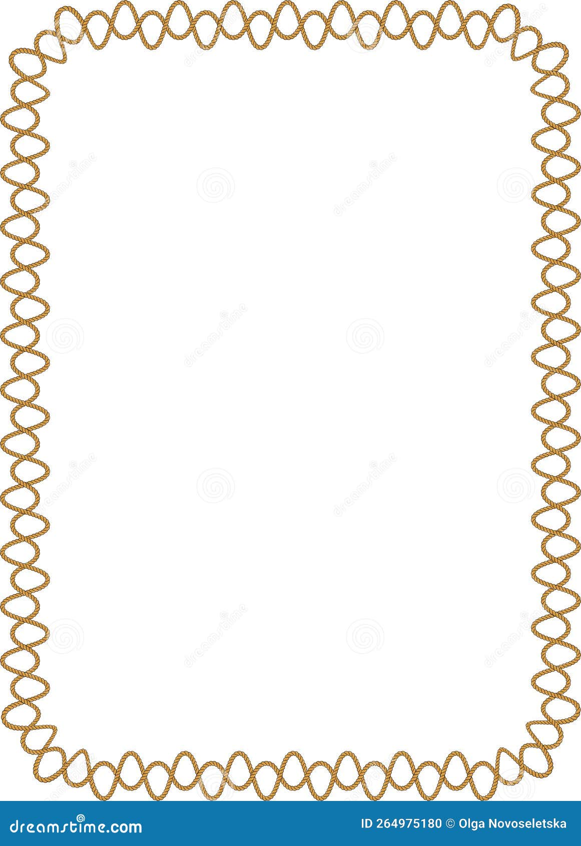 Rectangular Frame Made of Tangled Rope Isolated on White Background ...