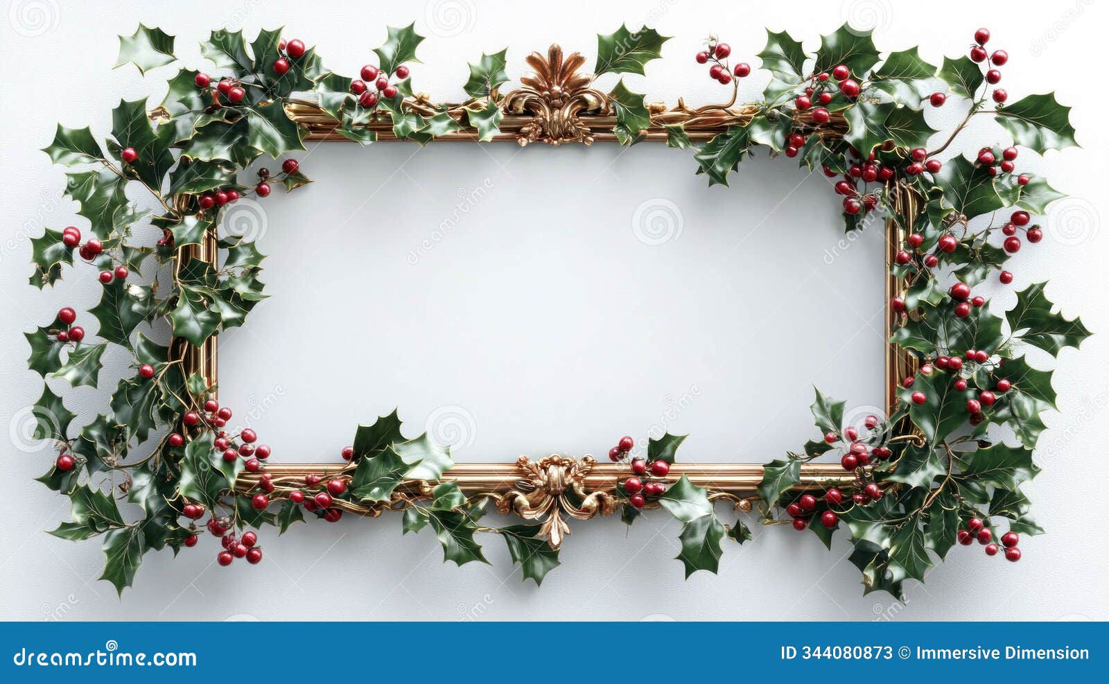 Rectangular Frame without Mirror Decorated with Holly for Christmas ...