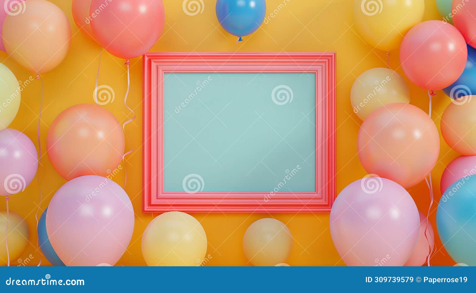 Rectangular Frame Mockup with Colorful Balloons. Stock Illustration ...