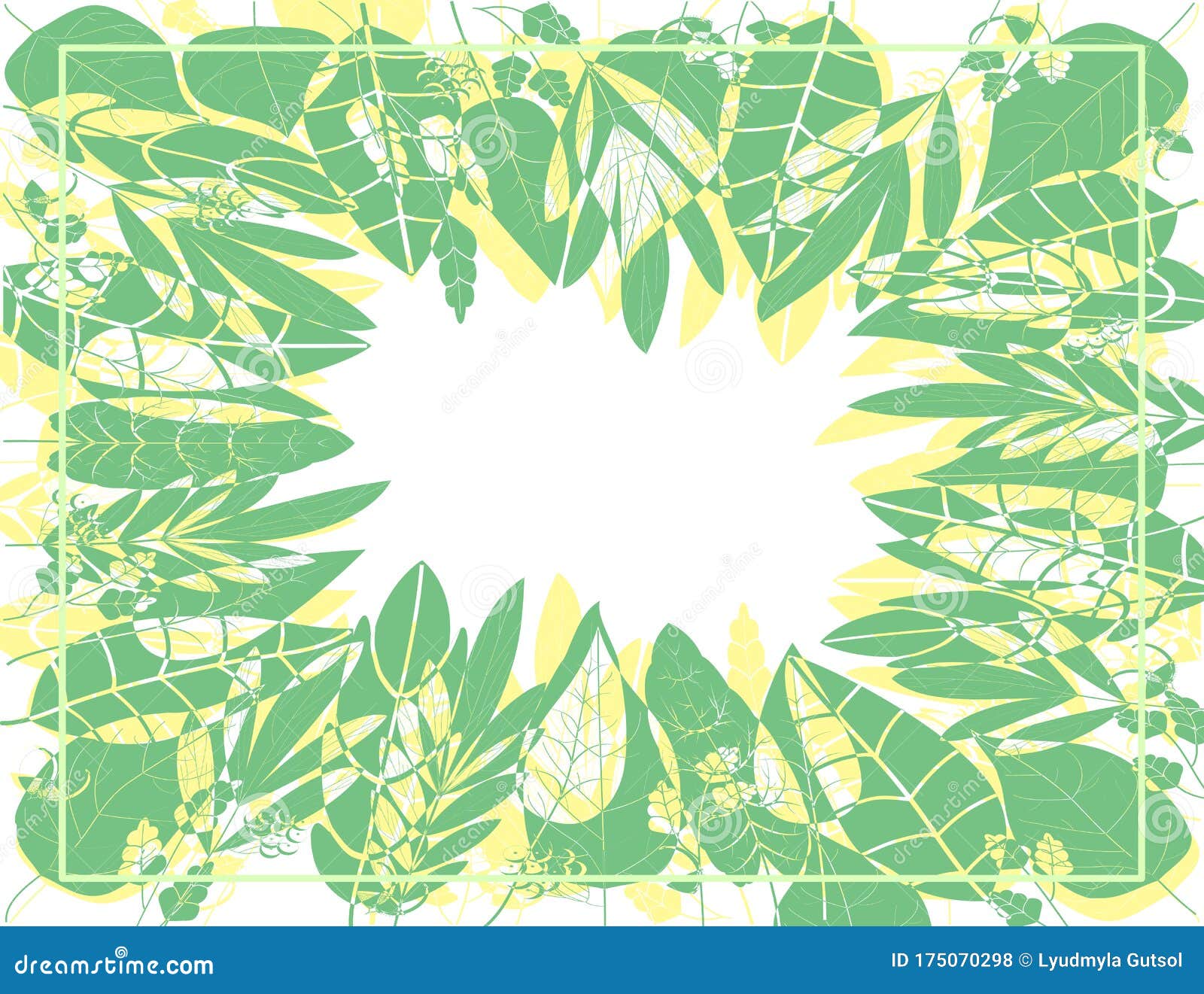 Rectangular Frame, Overgrown with Tree Branches with Green and Yellow ...