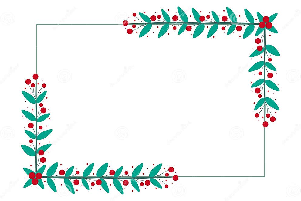 Rectangular Frame with Red Cherry and Green Leaves Stock Illustration ...