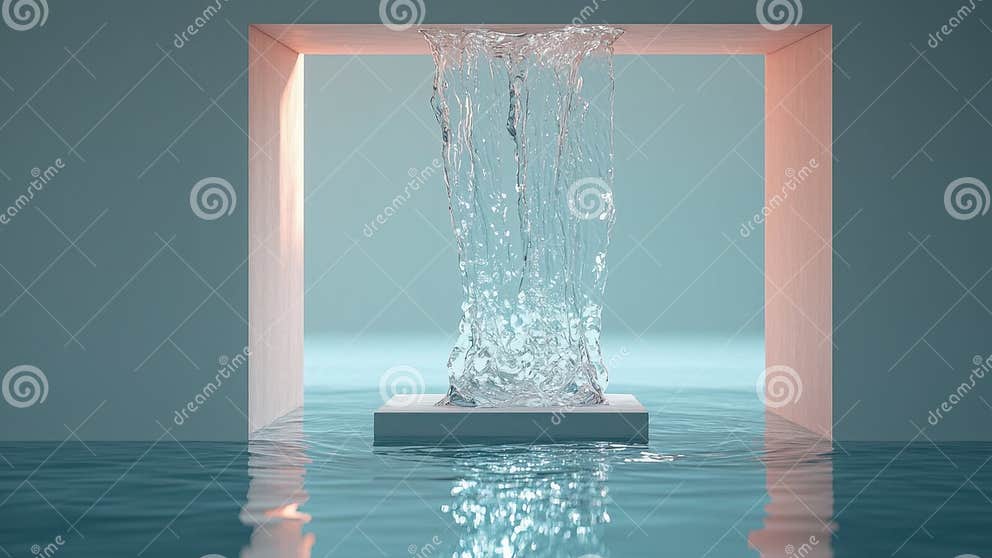 Rectangular Frame Releases a Stream of Water Symbolizing Movement Free ...