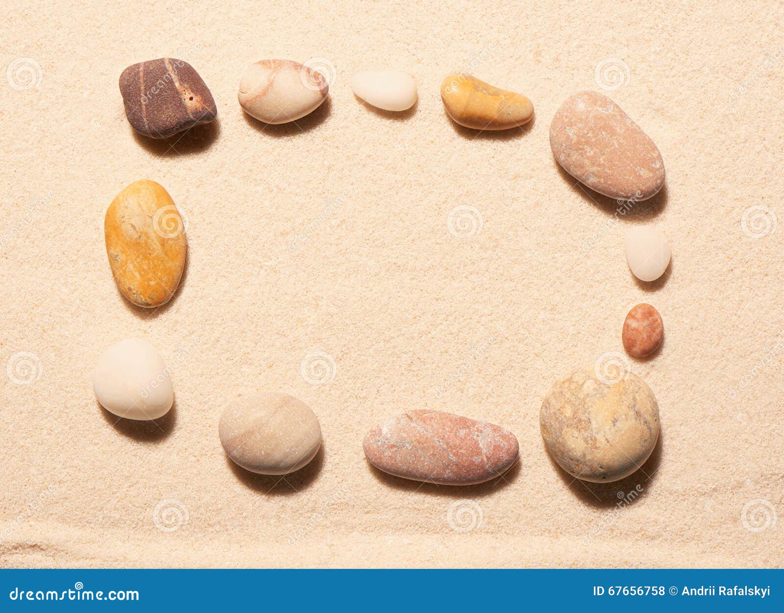 Rectangular Frame of Sea Stones on Sand. Summer Beach Background Stock ...