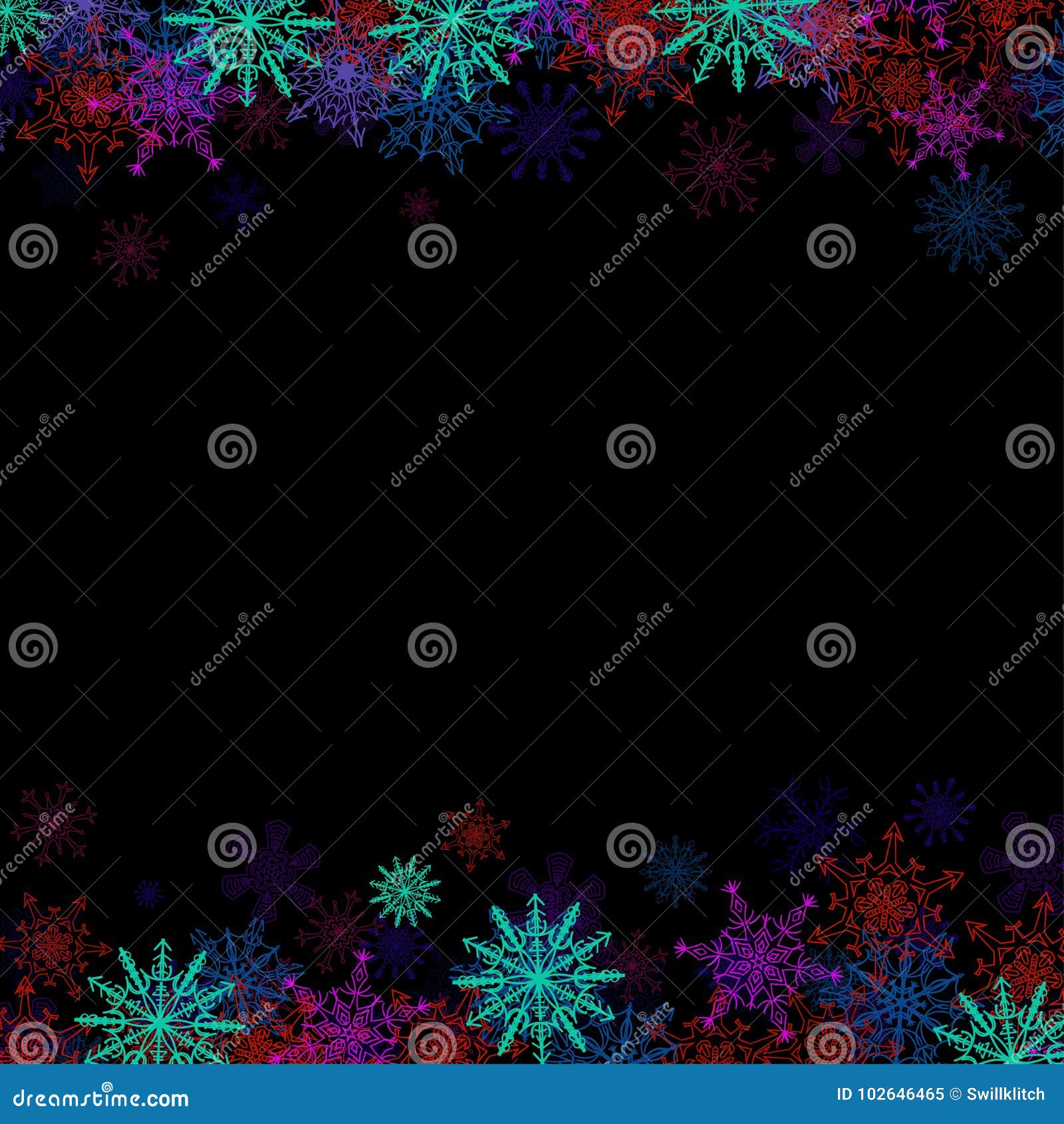 Rectangular Frame with Small Colorful Snowflakes Stock Vector ...