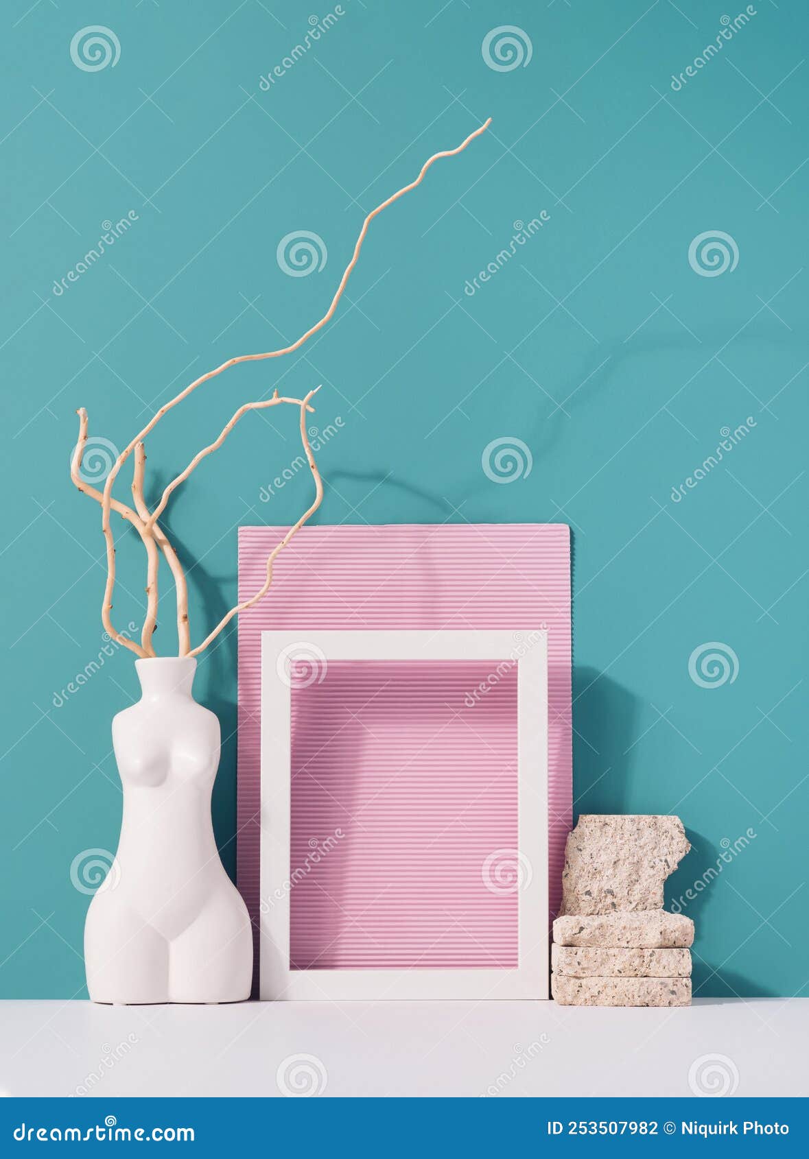 Rectangular Frame with Still Life Elements on a Pastel Background ...