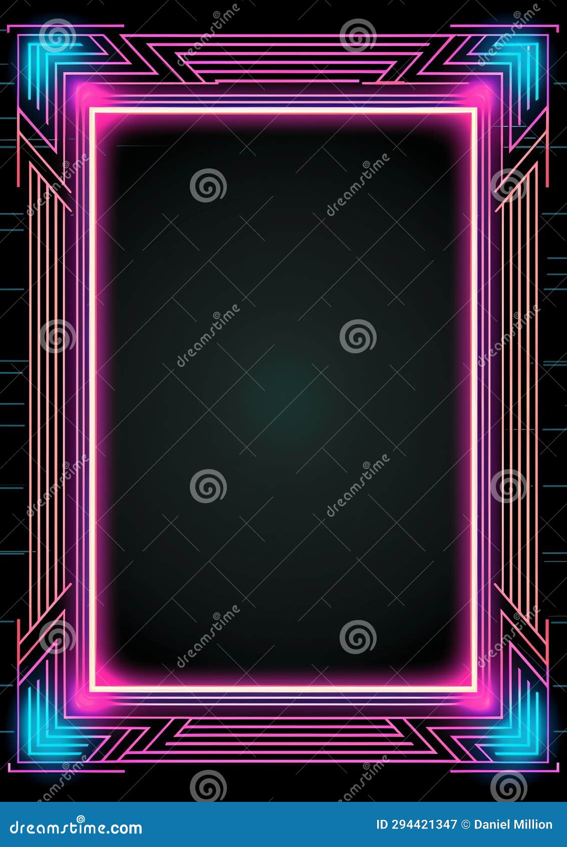Rectangular Frame in the Style of Retrowave Synthwave and Black ...