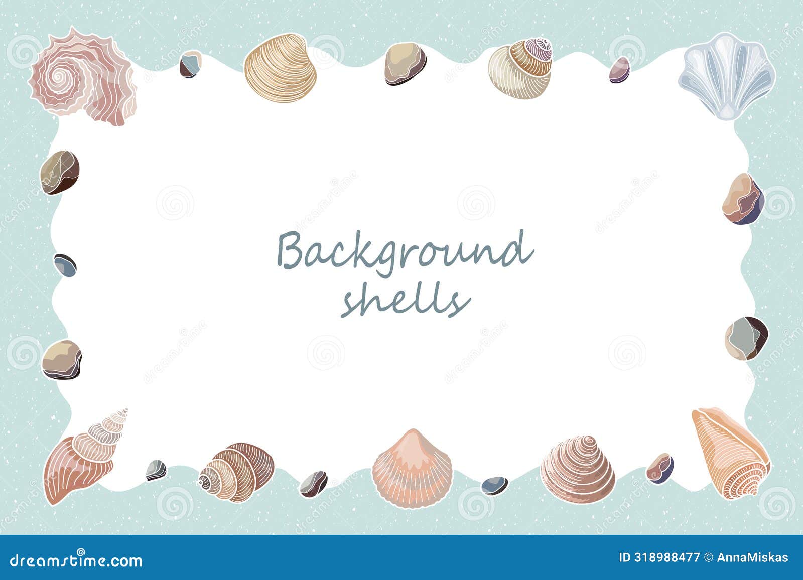 Rectangular Frame with Various Pebbles and Shells. Stock Vector ...