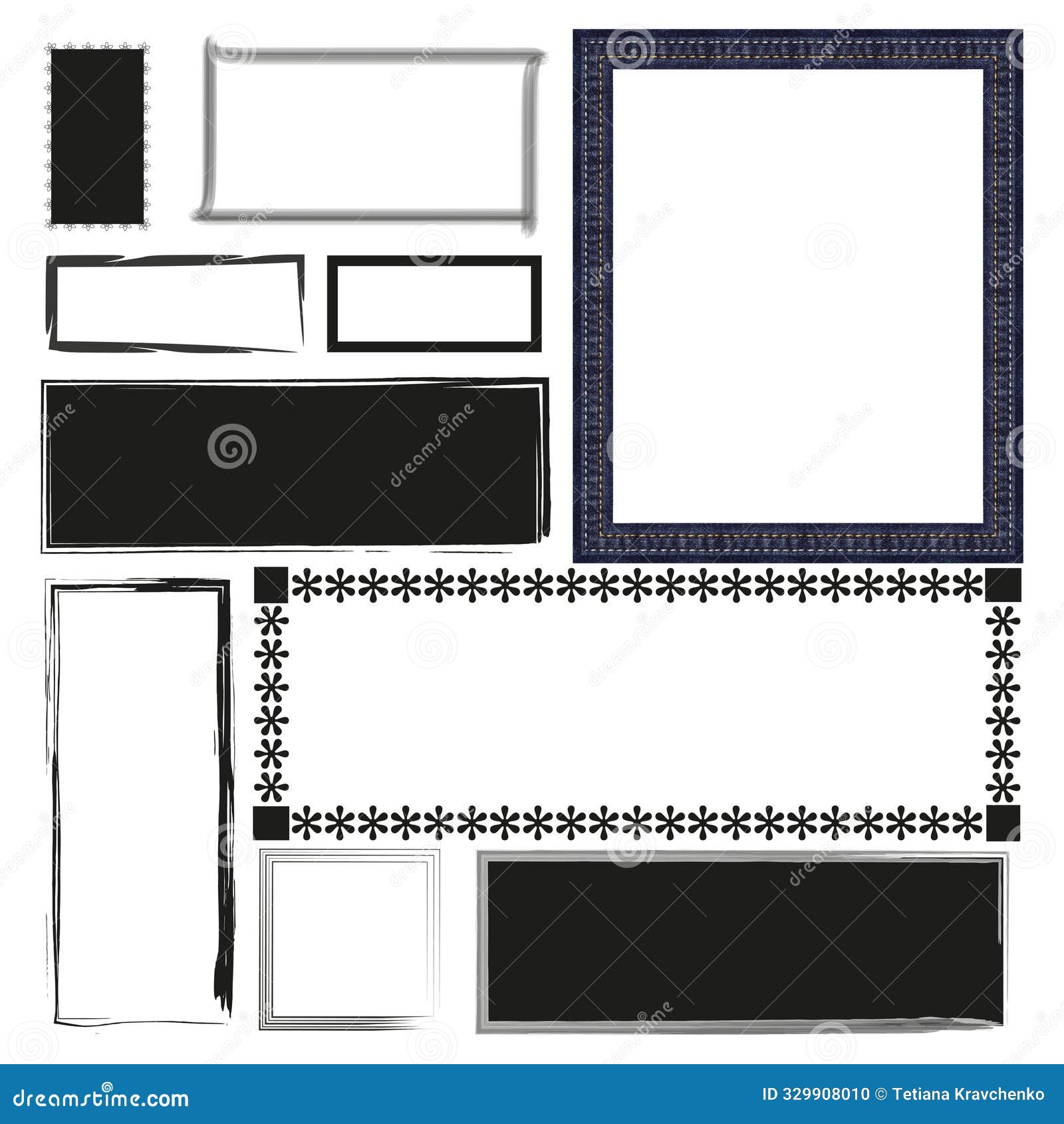 Rectangular Frame Vector Set. Various Decorative Borders. Black and ...