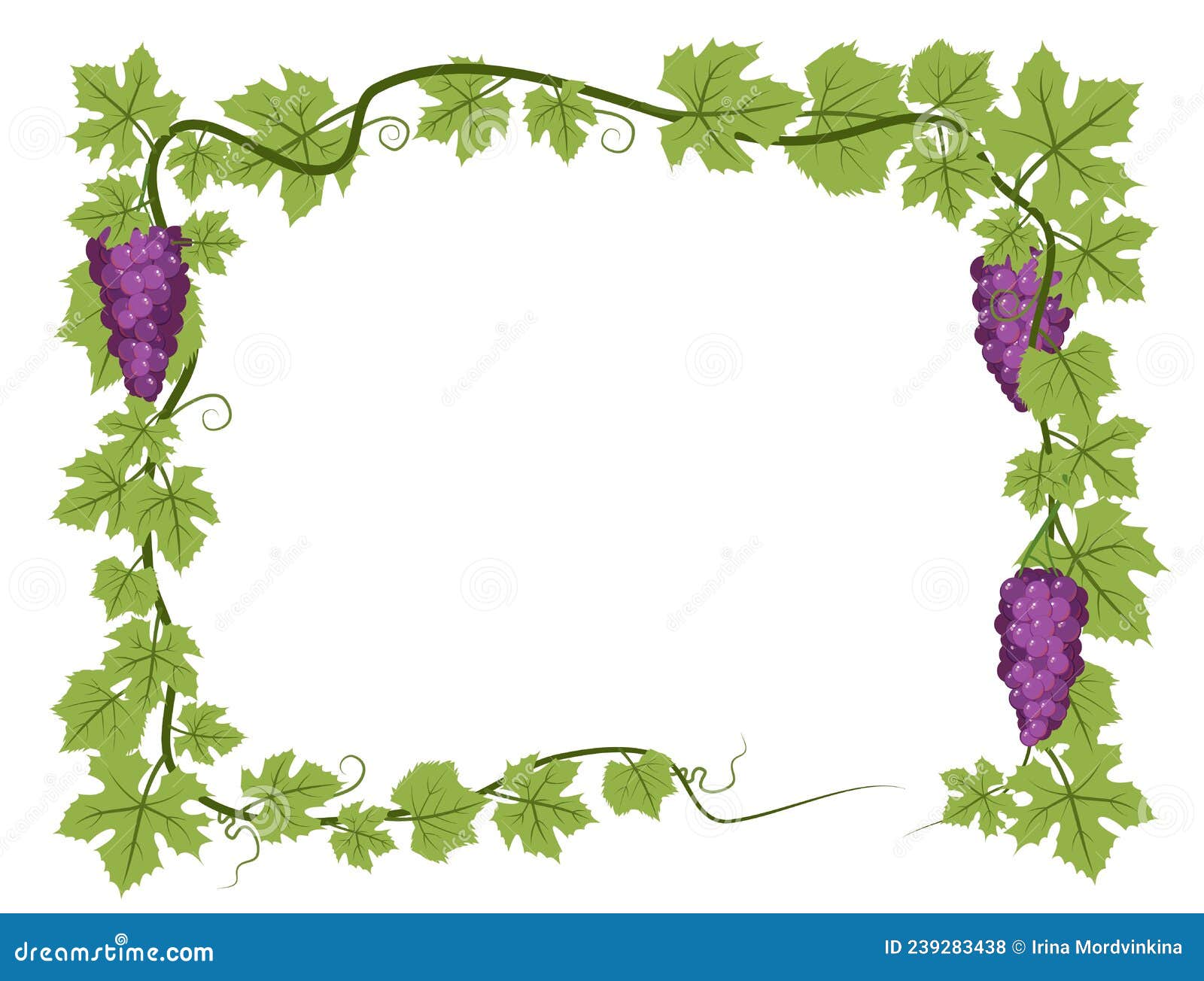 Rectangular Frame. Vine with Foliage and Bunches of Grapes. Viticulture ...