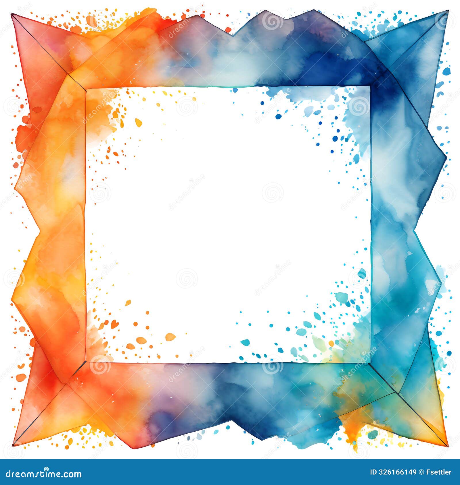 Rectangular Frame in Watercolor Painting Style Stock Illustration ...