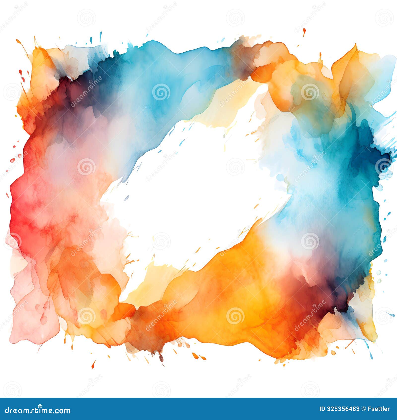 Rectangular Frame in Watercolor Painting Style Stock Illustration ...